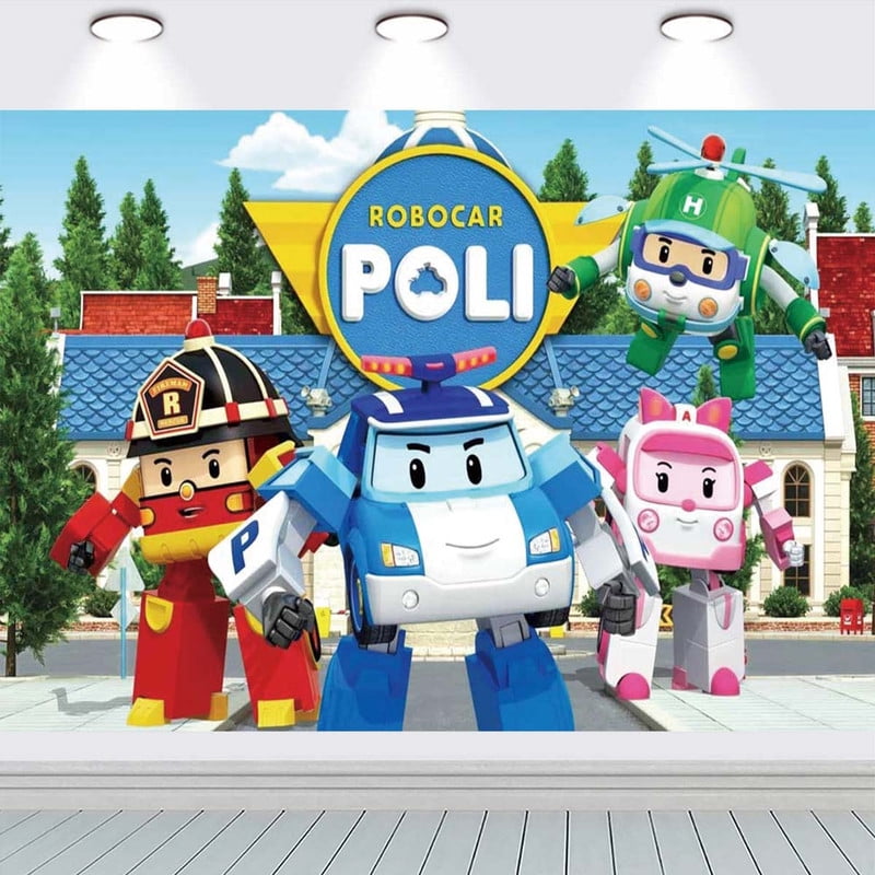 Robocar of Poli Taspestry Wall Decor Party Supplies Background ...