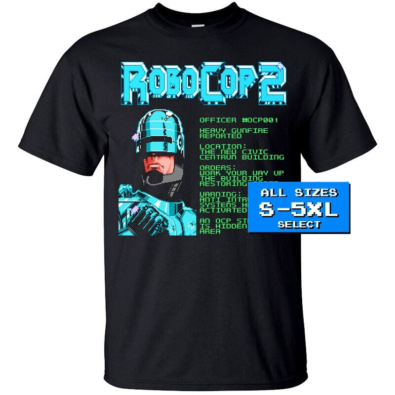 Robocop 2 NES Officer Report screen T Shirt BLACK all sizes S-5XL 100% ...