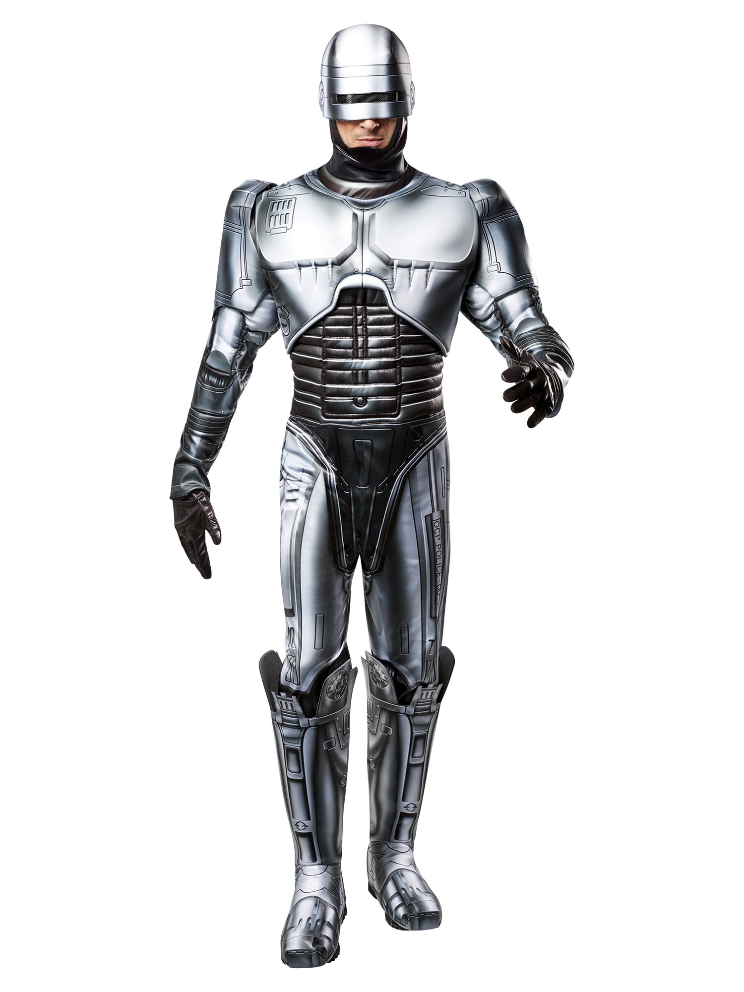 Halloween Robocop Adult Deluxe Costume with Padded Jumpsuit, Boot ...