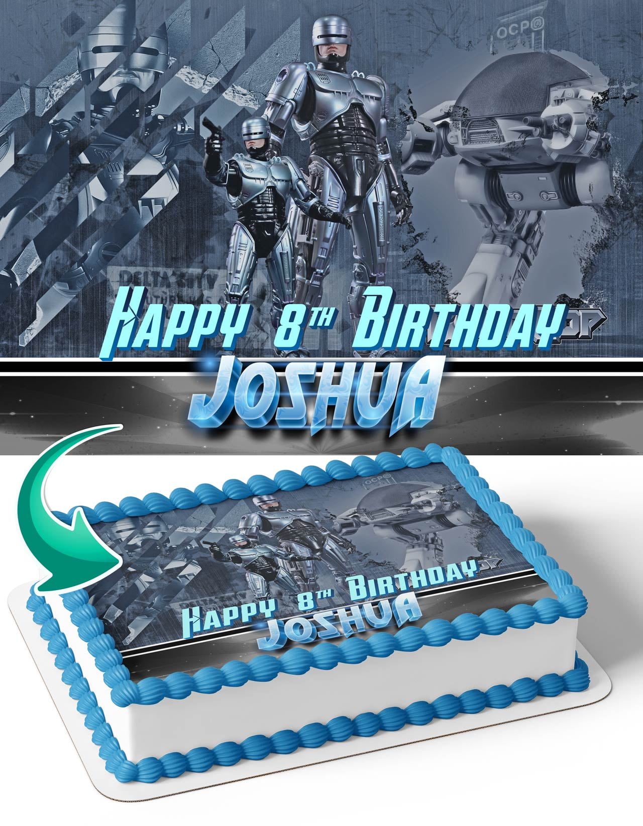 Robocop Edible Image Cake Topper Personalized Birthday - Bakery ...