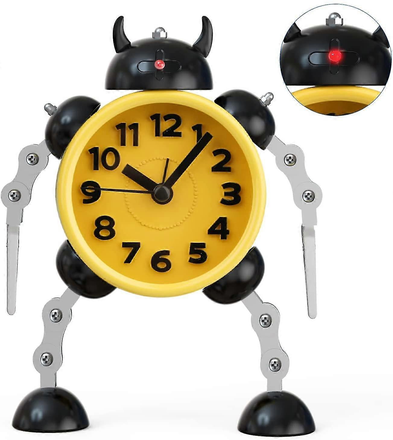 Robot Alarm Clock,ultra-quiet Non Ticking Analog Alarm Clock With Eye ...