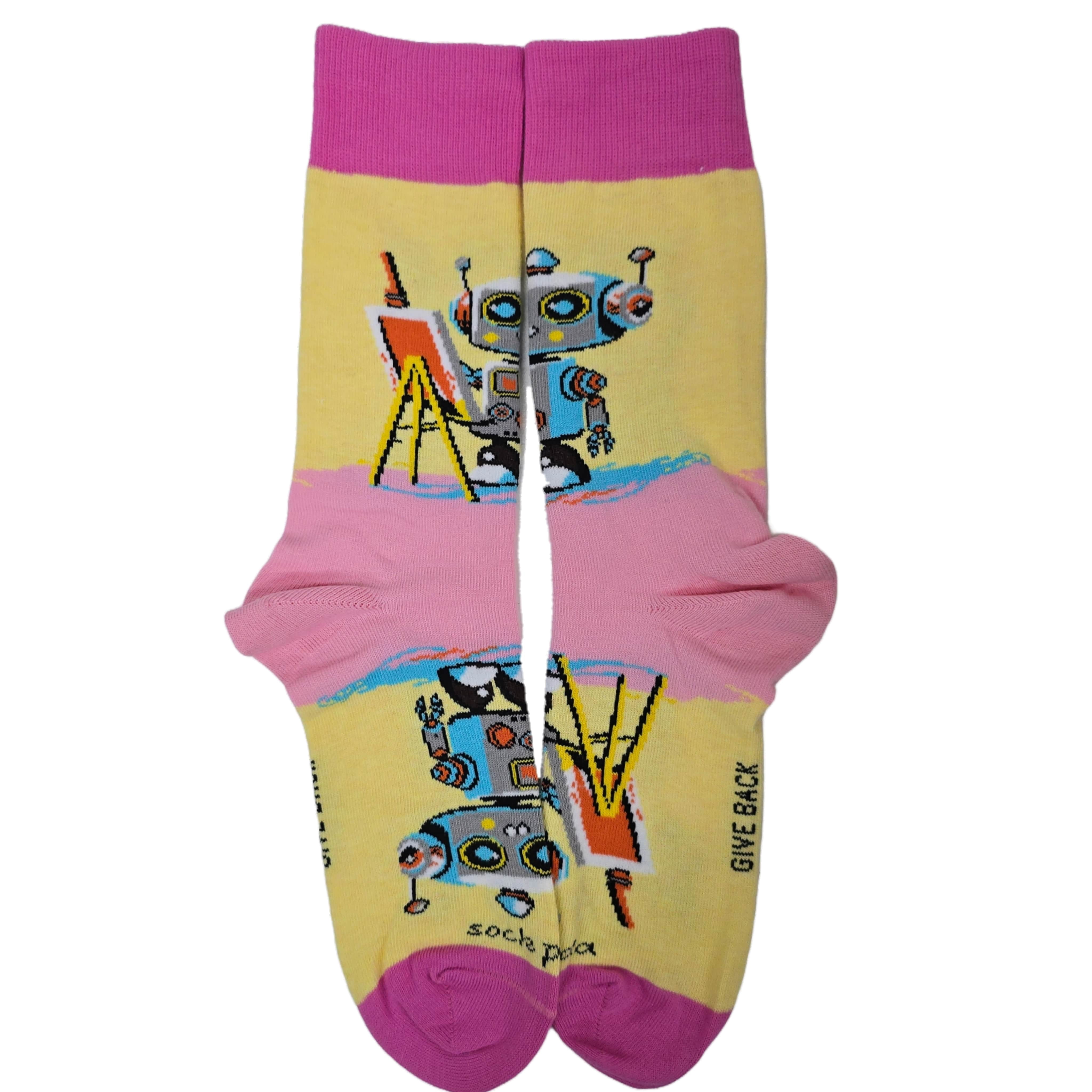 Robot Artist Socks from the Sock Panda (Adult Medium - Women's Shoe ...