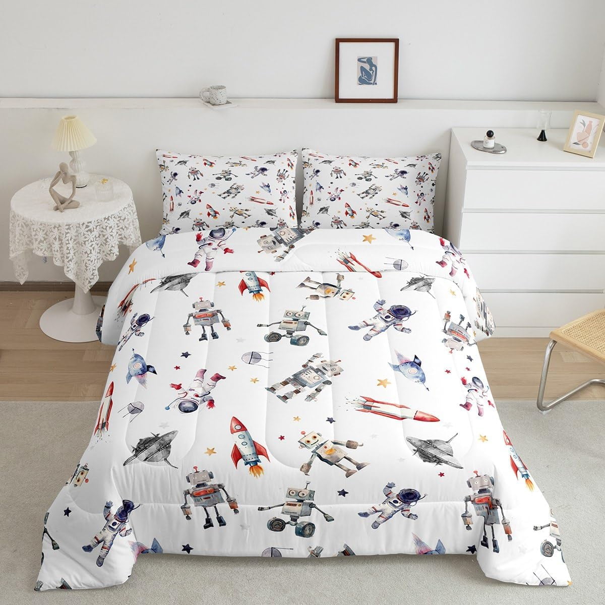 Robot Astronaut Comforter Set Underwater World Bedding Set Pcs for Kids ...