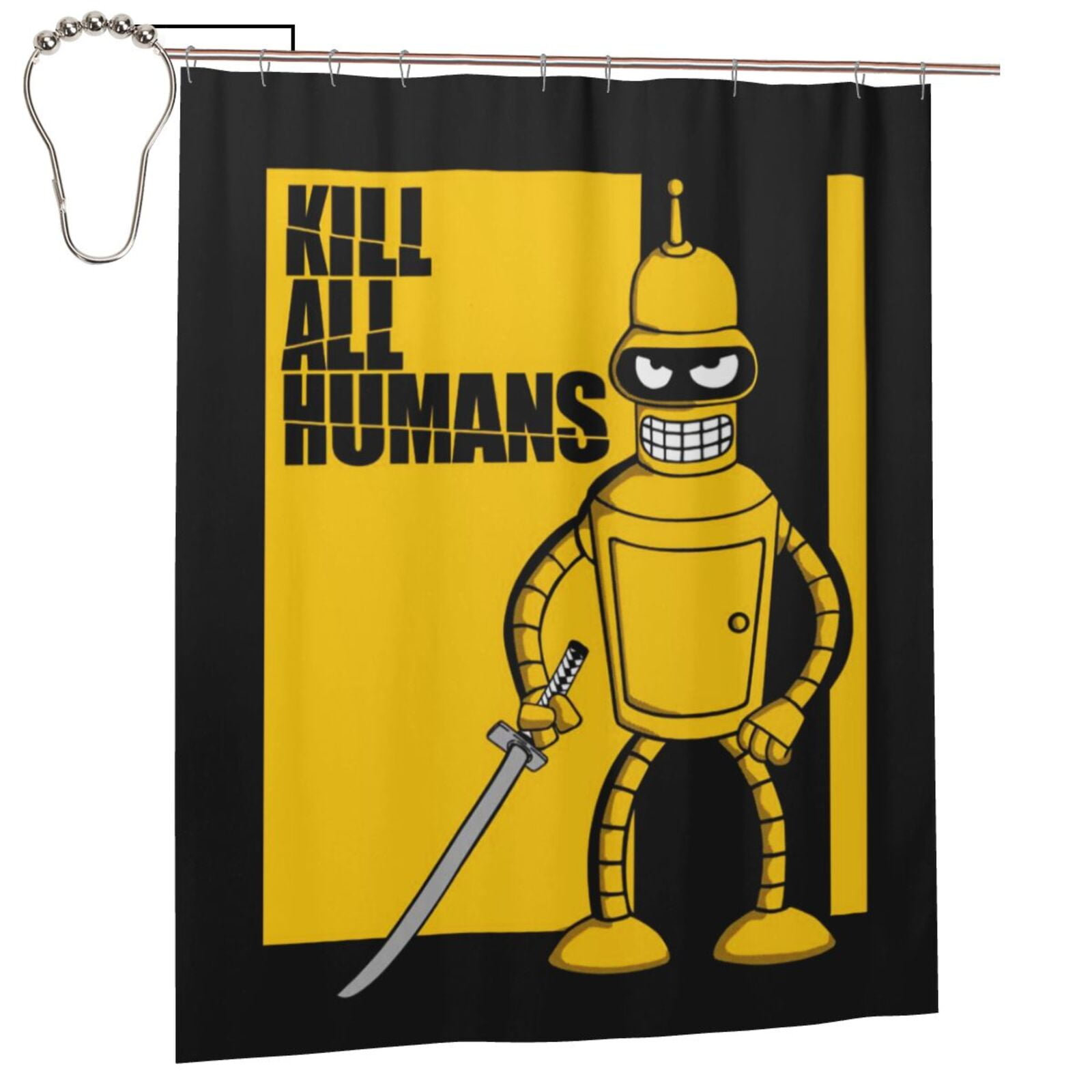 Robot B-Ender Bending Waterproof Fabric Shower Curtains For Bathroom ...