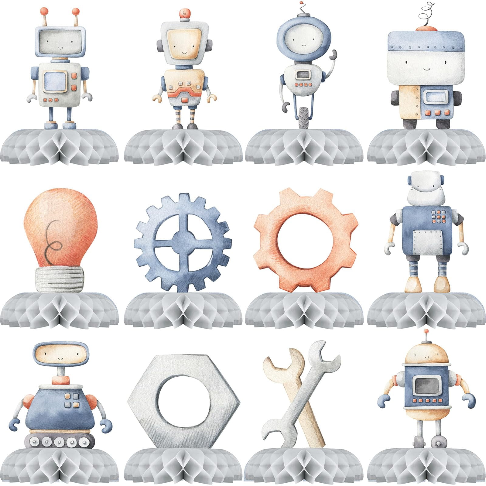 Robot Birthday Party CORNET Decorations, 12pcs Robot Honeycomb ...
