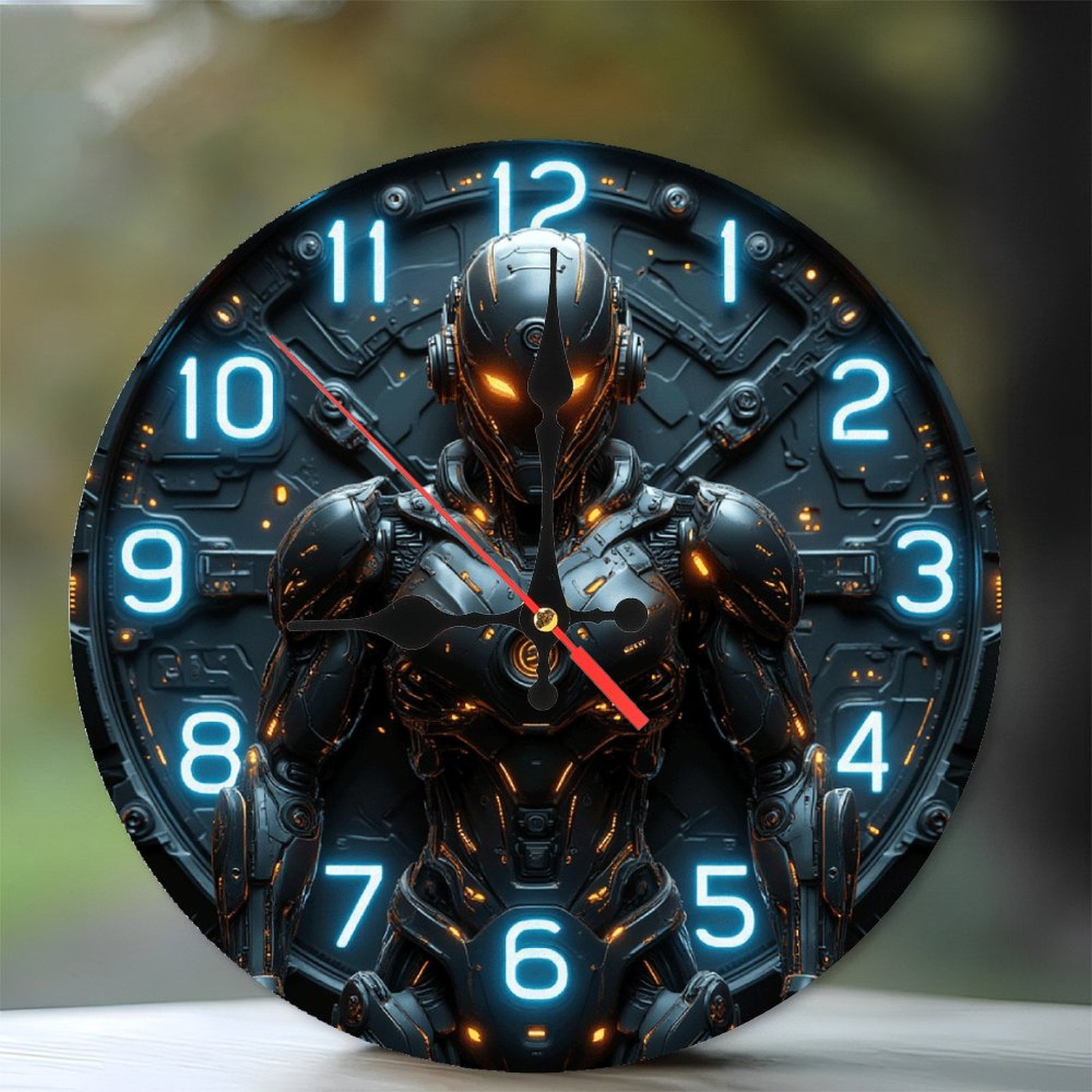 Robot Clock with Futuristic Design And LED Features 10-Inch Silent ...