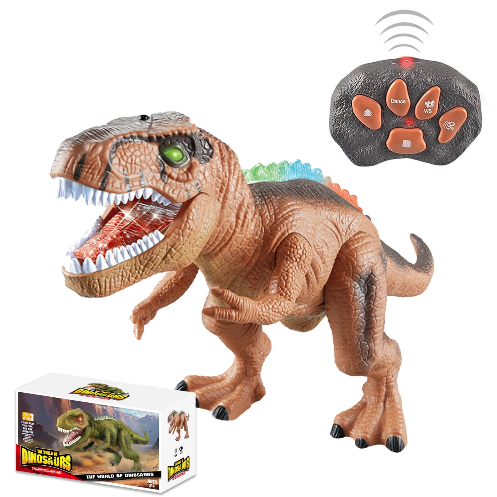 RUVINCE Remote Control Trex Dinosaur Toy with Light and Realistic ...