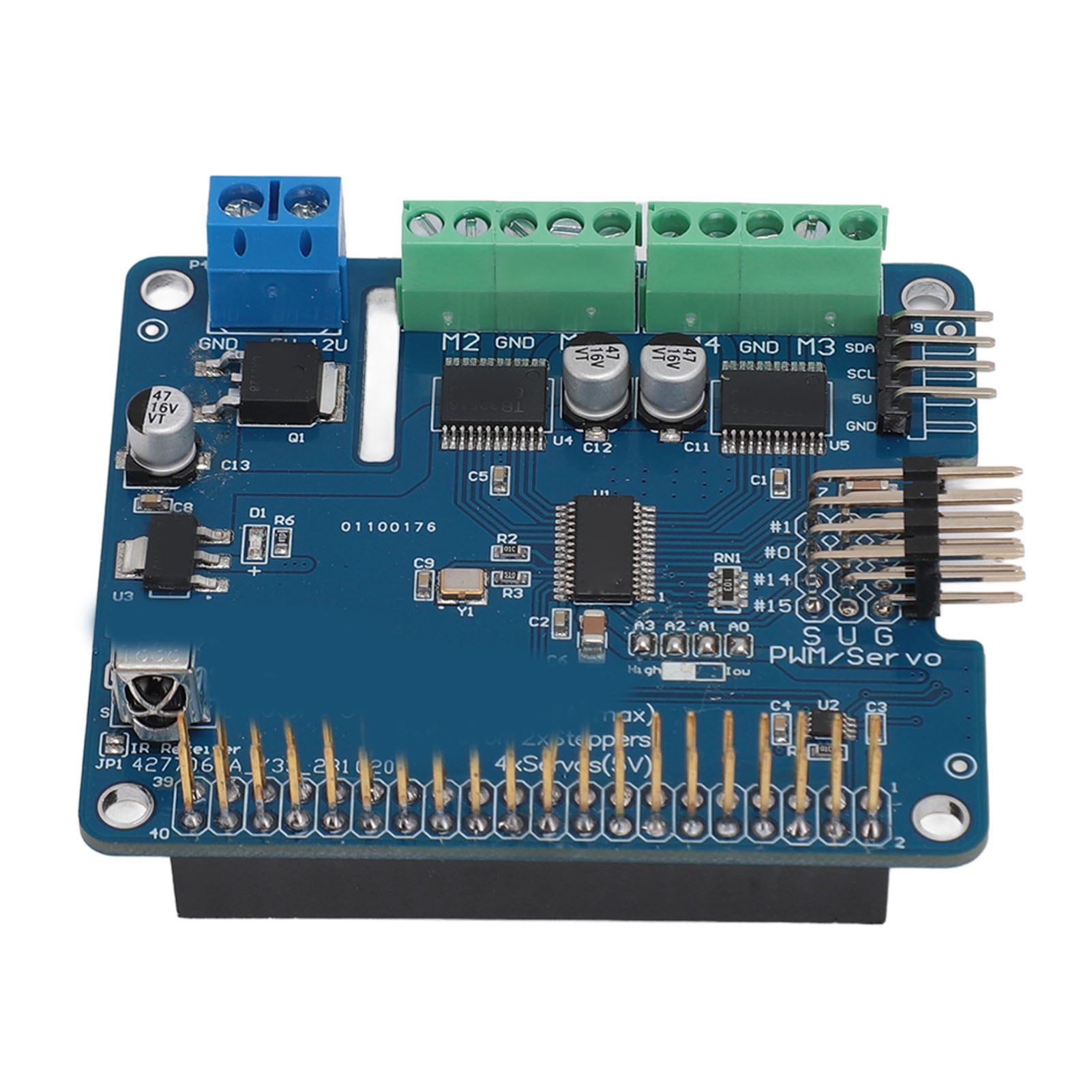 Robot Expansion Board for RasPi I2C Interface 5V to 12V 1.6KHz PWM Precise Stable Output Robot ...