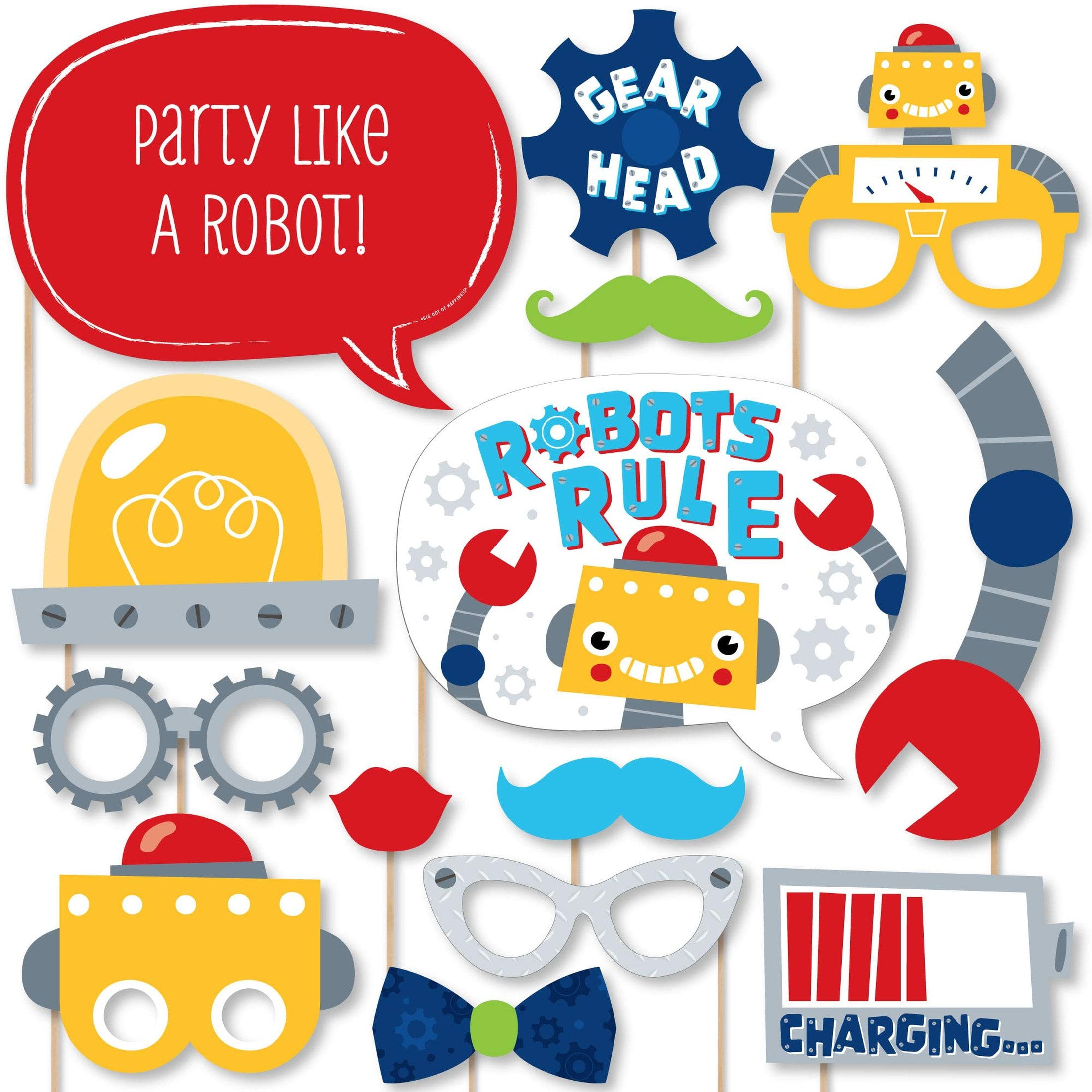 Robot Fiesta Photo Booth Props Kit for Birthday Parties and Baby ...