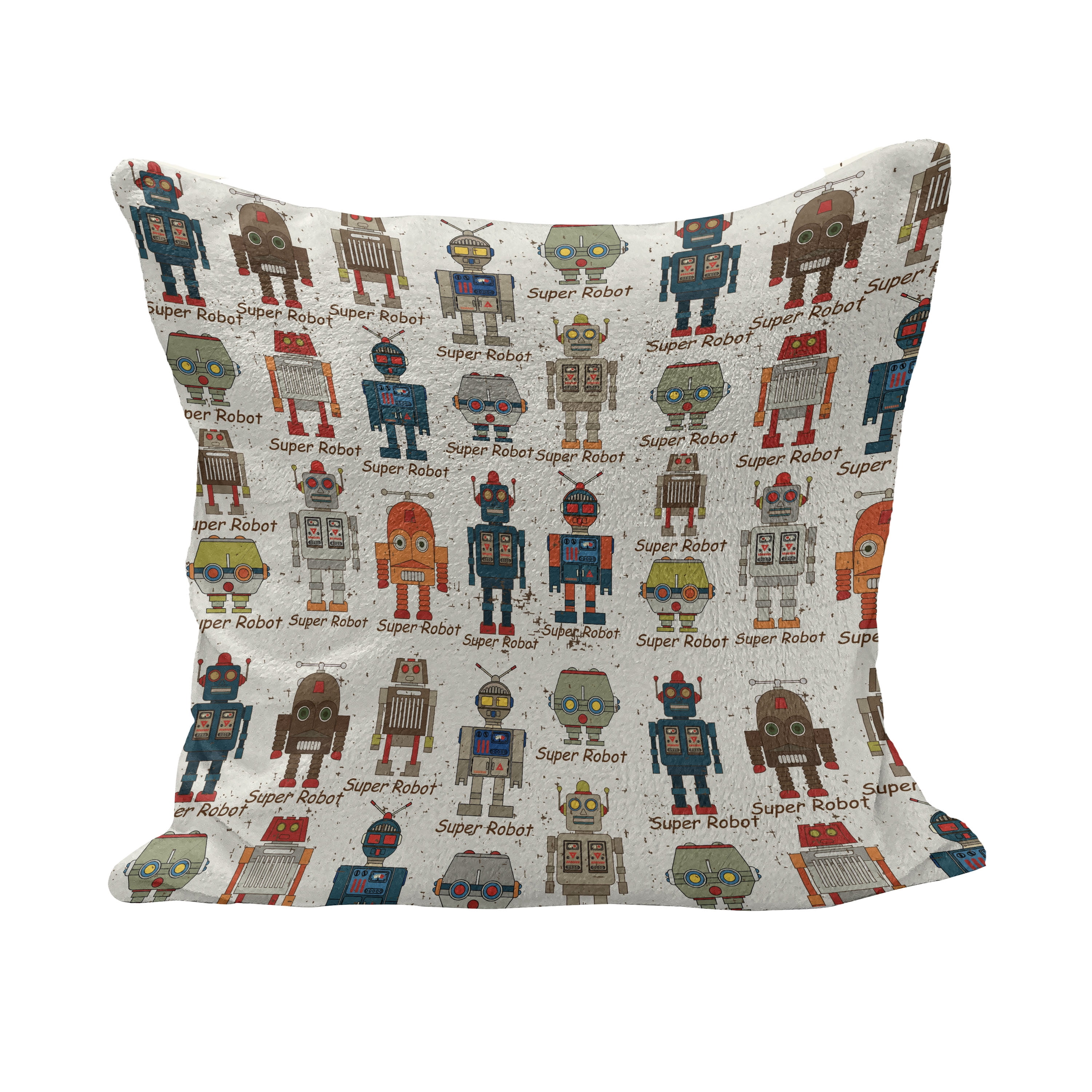 Robot Fluffy Throw Pillow Cushion Cover, Various Different Super Robot ...
