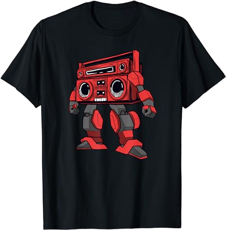 Robot Ghetto Blaster Boombox Cassette Tape - 80s 90s Hip Hop T-Shirt ...