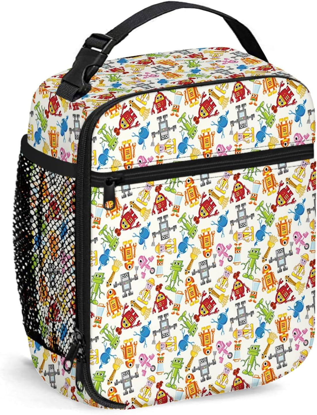 Robot Insulated Lunch Bag Box for Women Men,Colorful Cartoon Robots ...