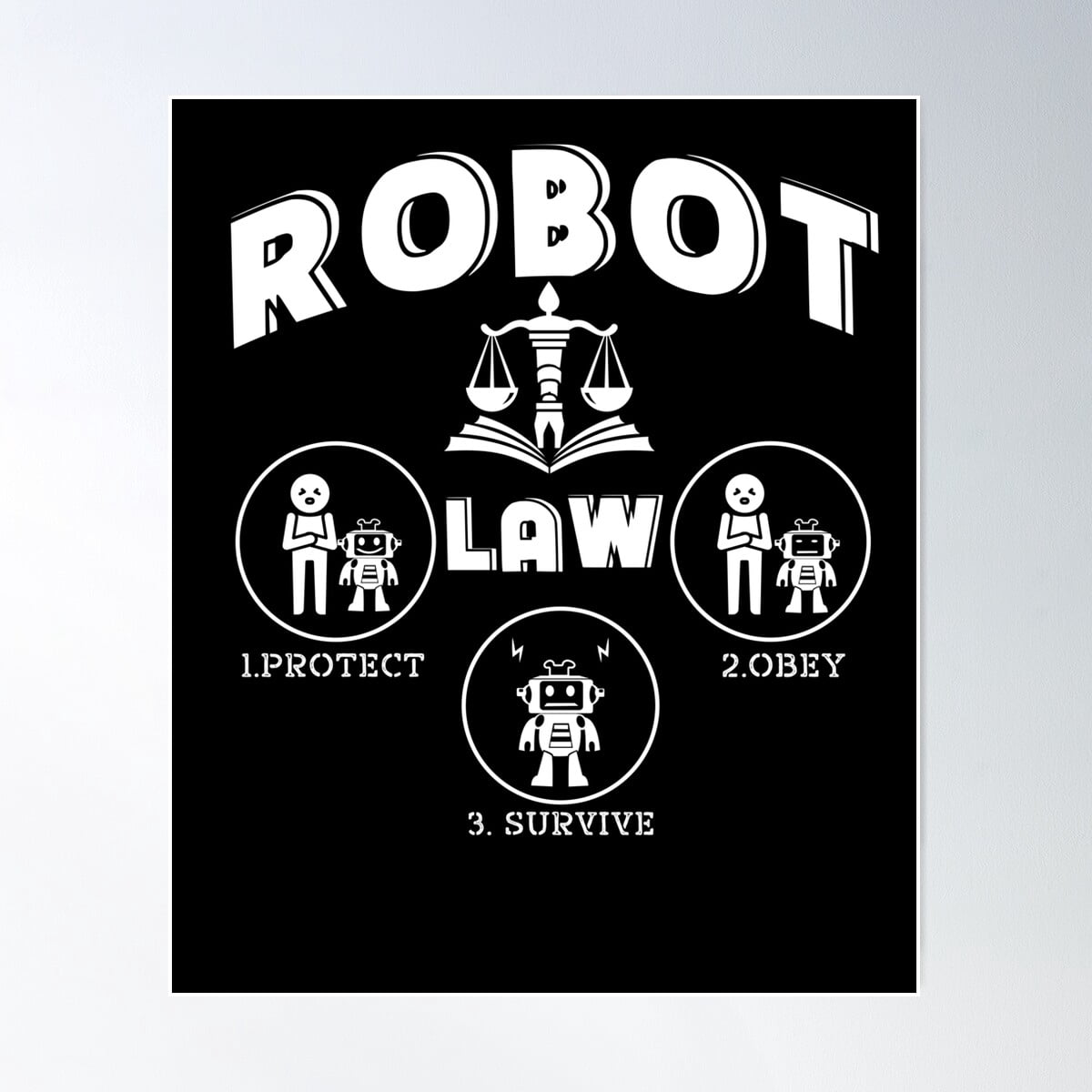Robot Laws Protect Obey Survive Poster Wall Art, Modern Wall Decor For ...