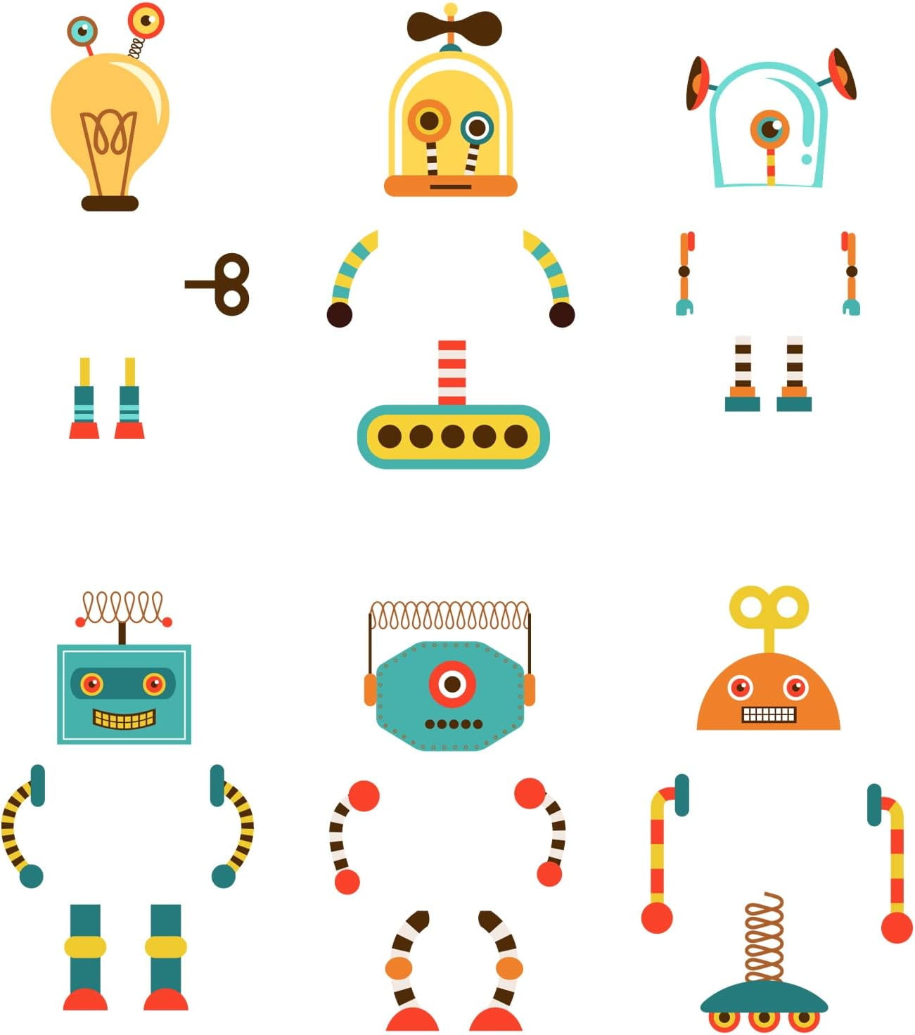 Robot Light Switch Wall Sticker 6 Style Funny Robot Light Switch Wall ...