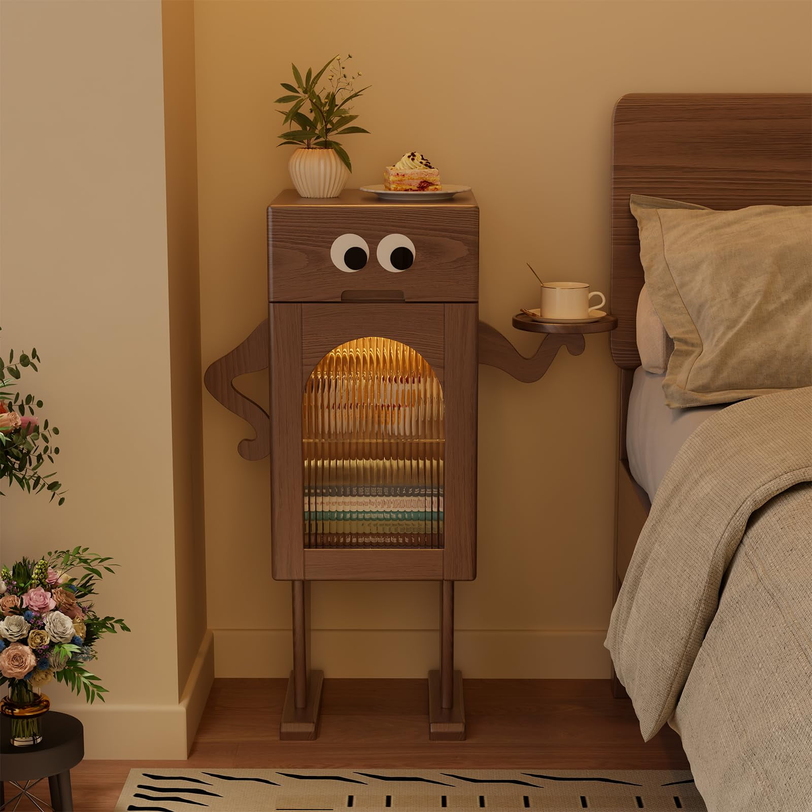 Robot Night Stand with Sensor LED Light Mid Century Modern Tall ...
