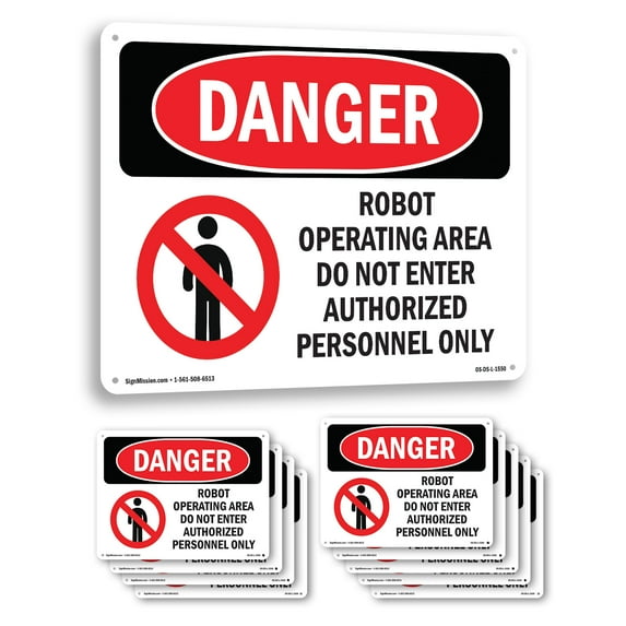 Robot Operating Area Do Not Enter OSHA Danger Aluminum Sign 24 Inch x ...