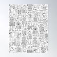 Robot Pattern - Black And White - Fun Pattern By Cecca Designs Poster ...