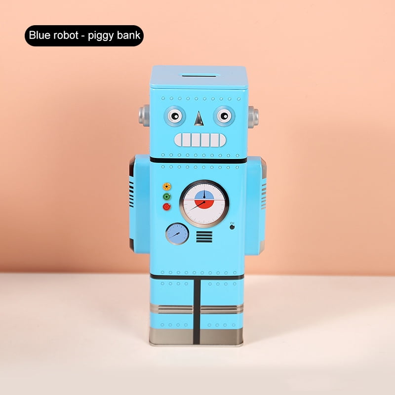 Robot Piggy Bank Cartoon Kids Change Copper Coin Piggy Bank Can Take ...