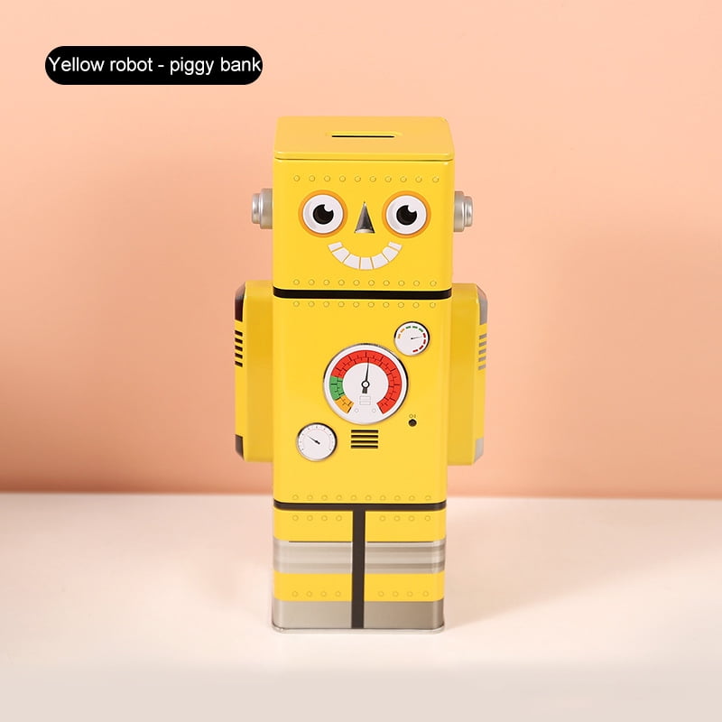 Robot Piggy Bank Cartoon Kids Change Copper Coin Piggy Bank Can Take ...
