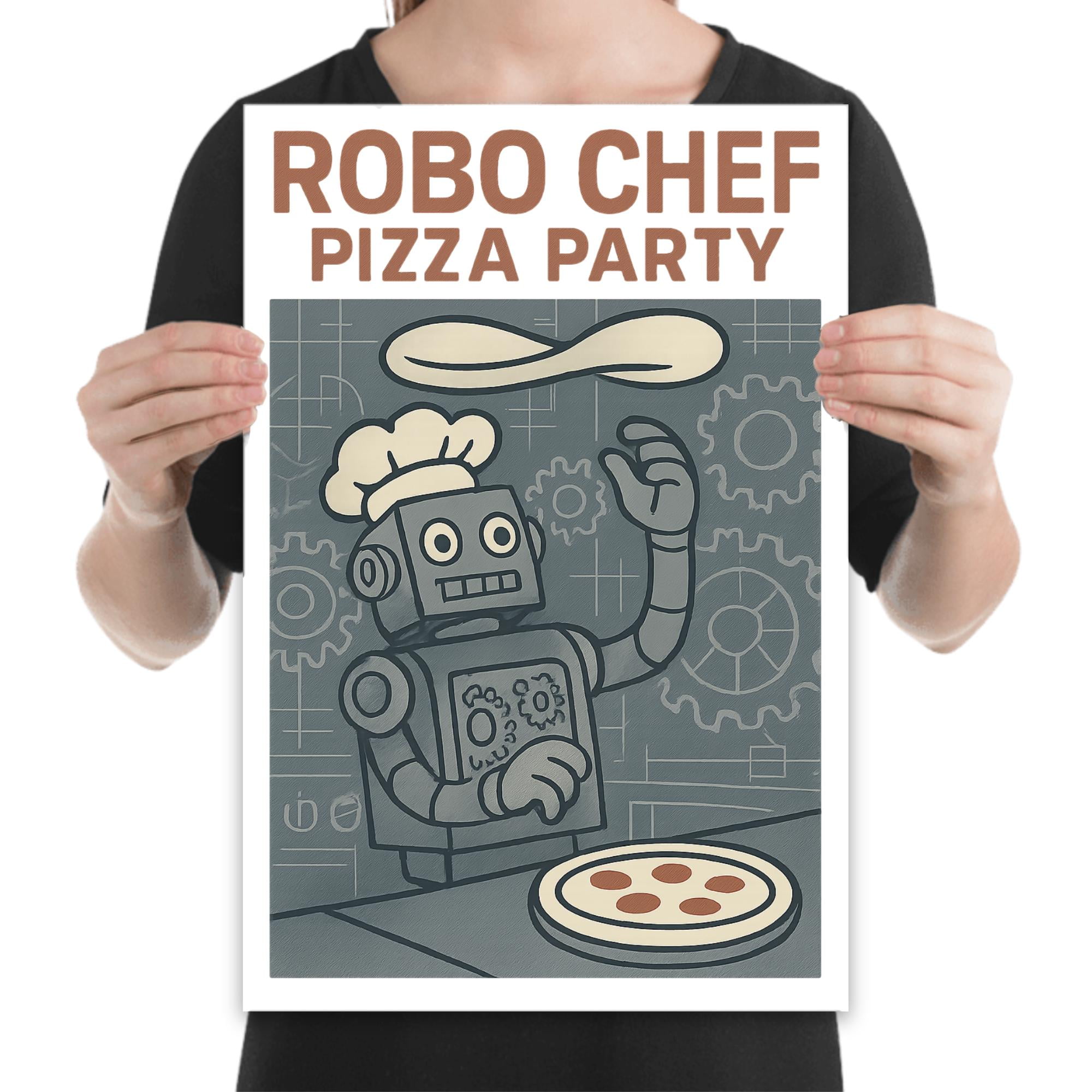 Robot Pizza Chef Art - Kitchen Decor - 13x19 Poster Print - Fun Wall ...