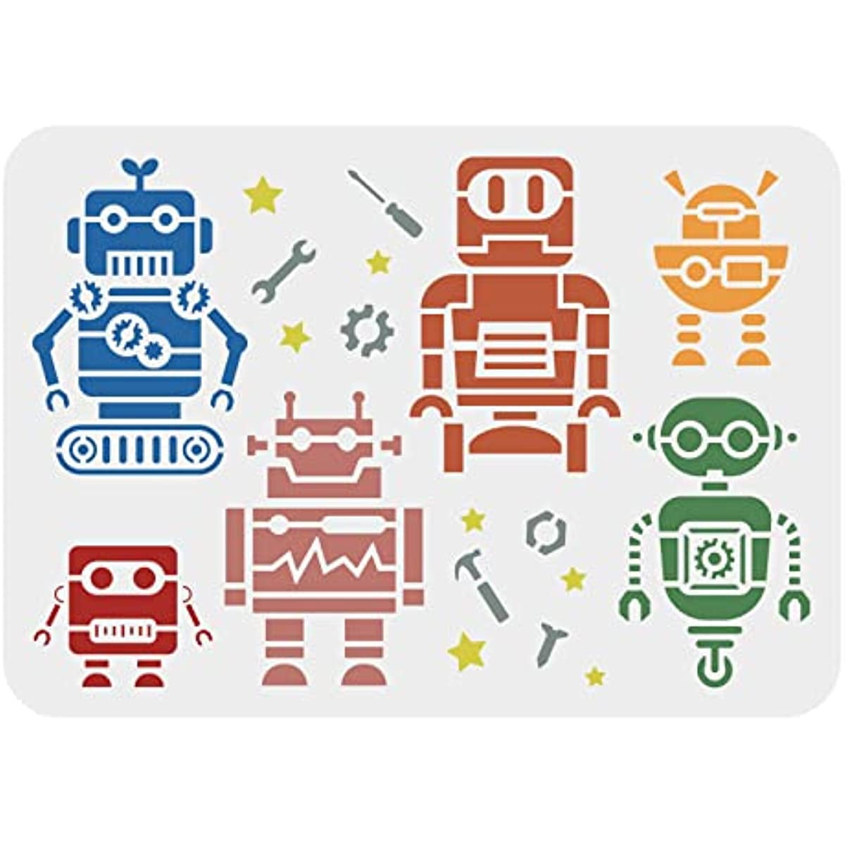 Robot Stencils 11.7x8.3 inch Robots Painting Stencil Plastic Screw Nut ...