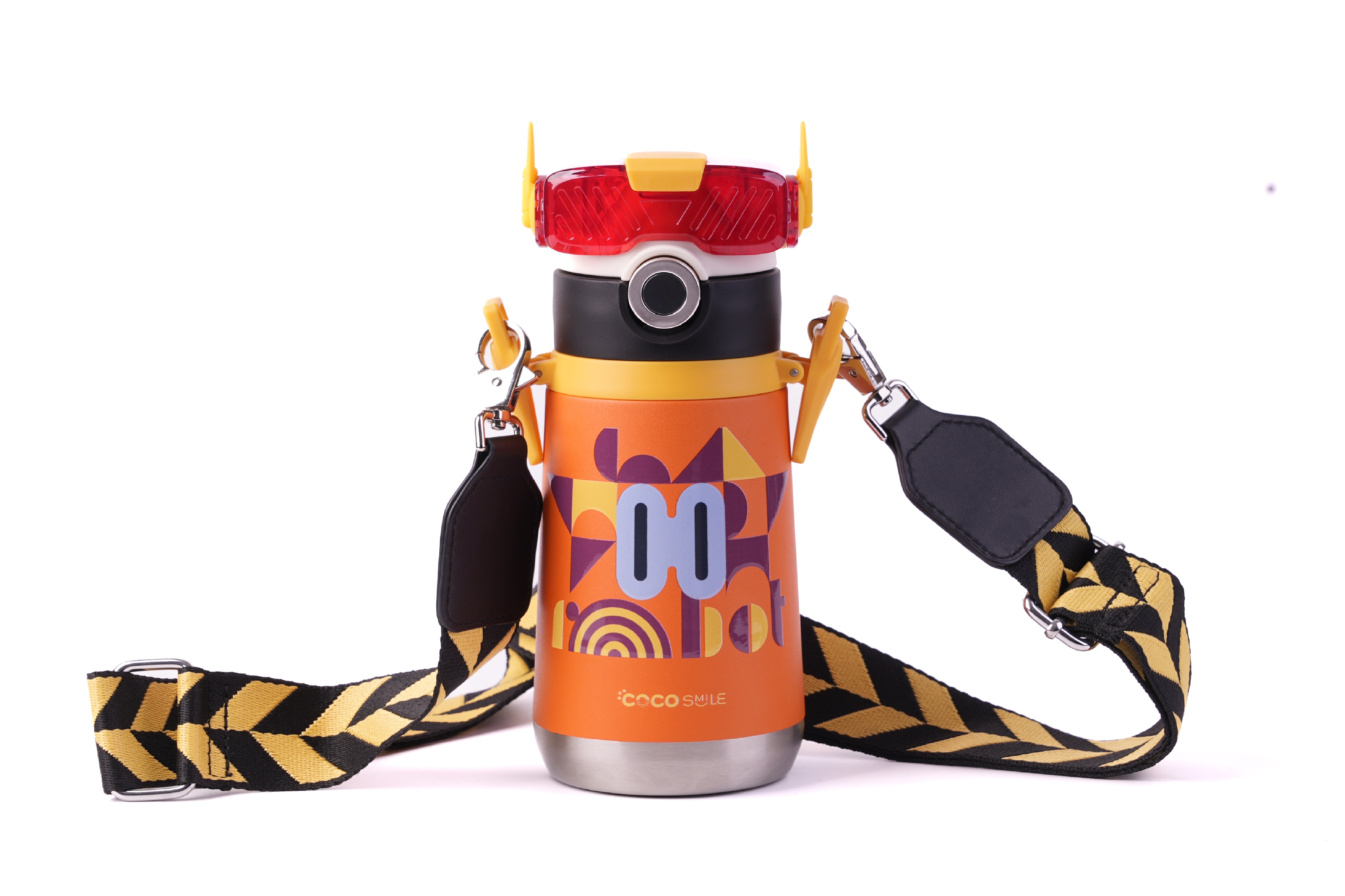 Cocosmile Robot Straw Thermoses Cup 17oz (Double Eyes, Orange Color ...