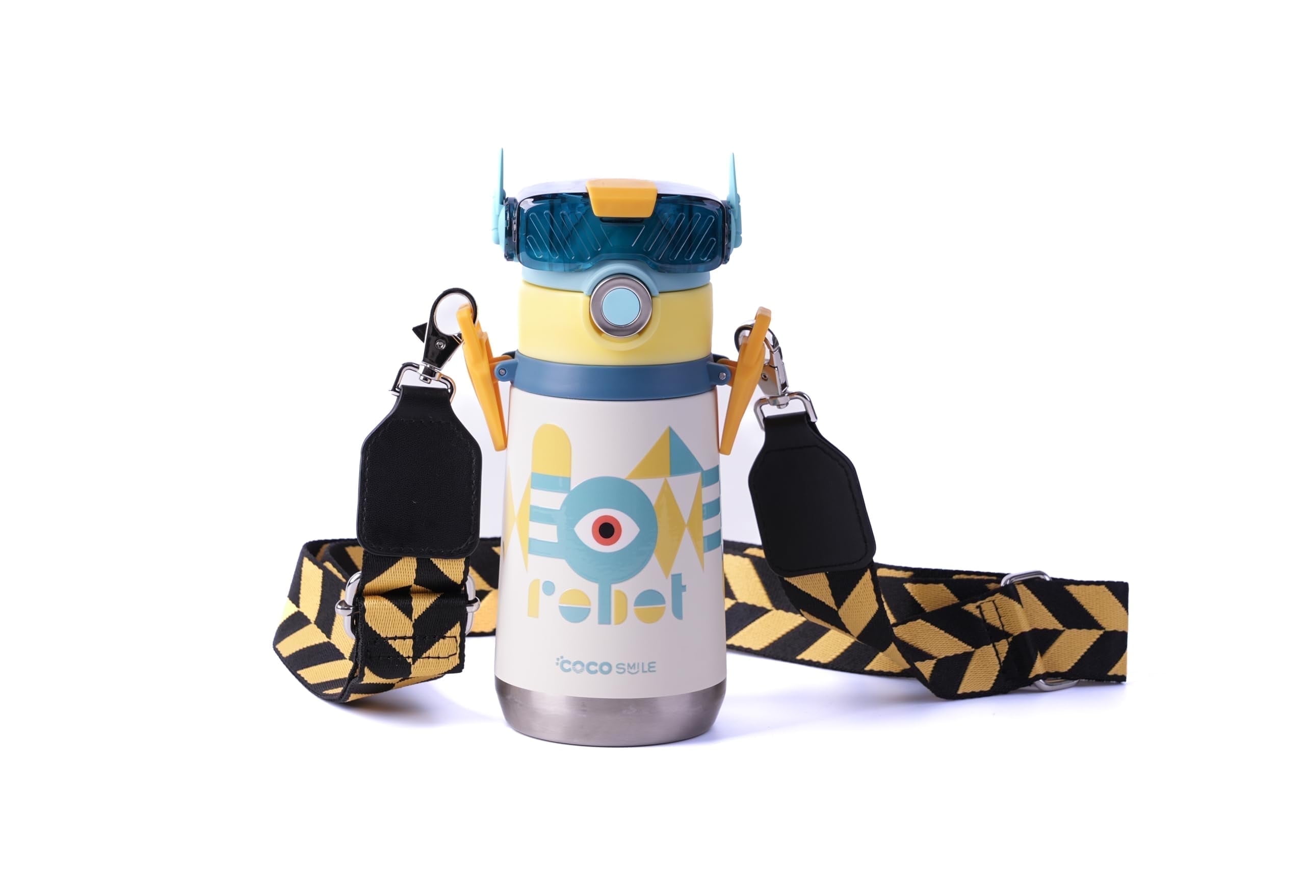 Cocosmile Robot Straw Thermoses bottle for Kids 17oz (Single Eye Design ...