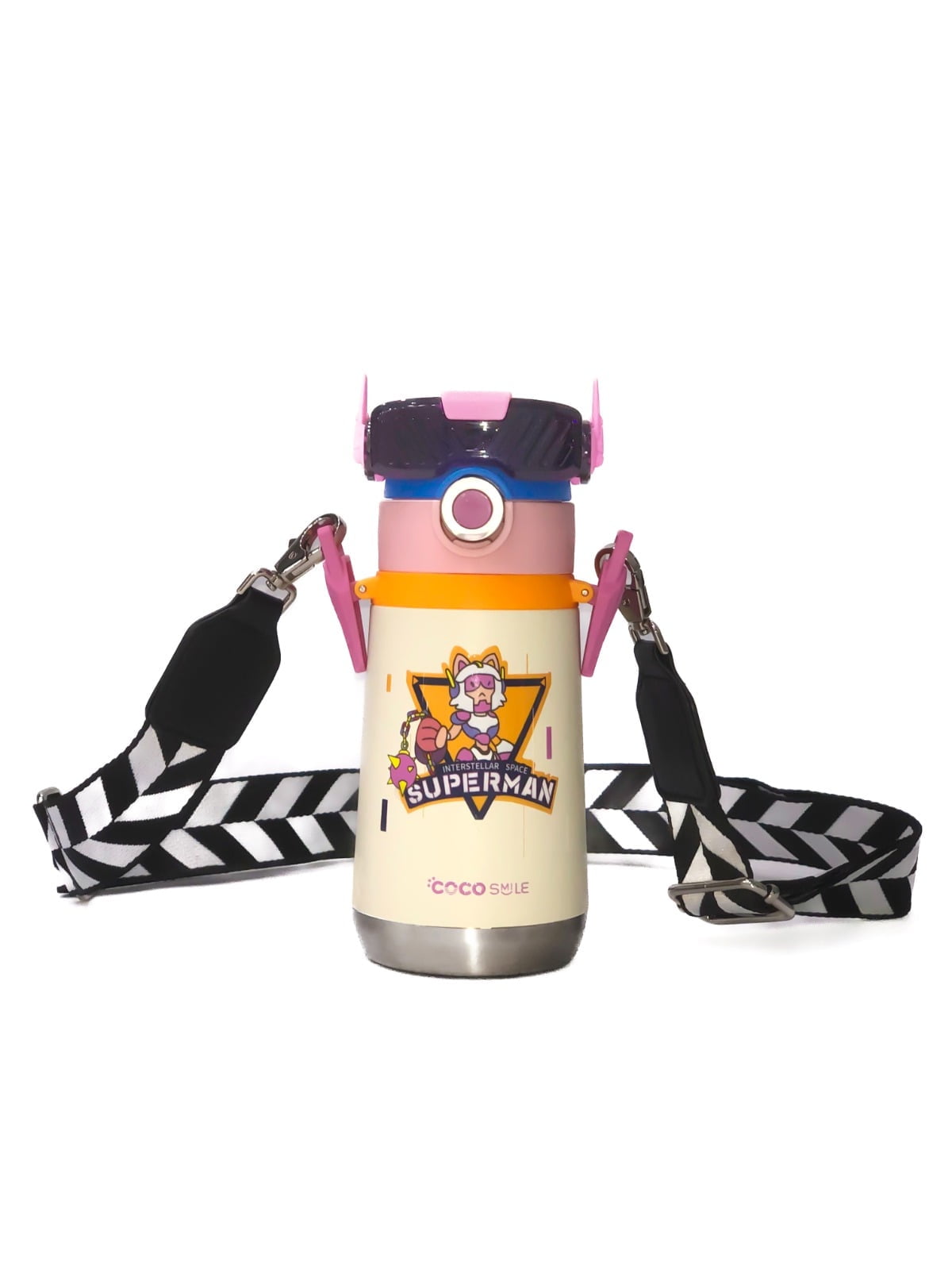 Robot Straw Thermos Cup (Superman, White ) - Walmart.com