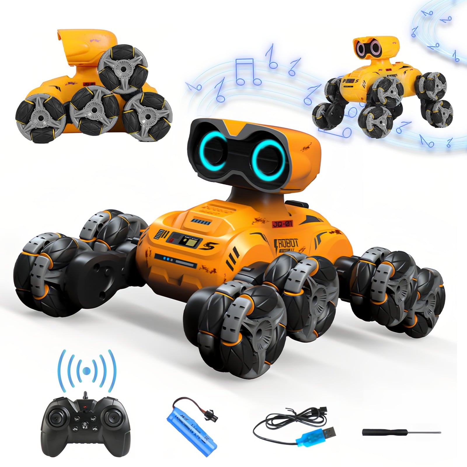 Robot Toy, 8 Wheels Stunt Robot Toys with 2.4Ghz, Auto-Demonstration ...