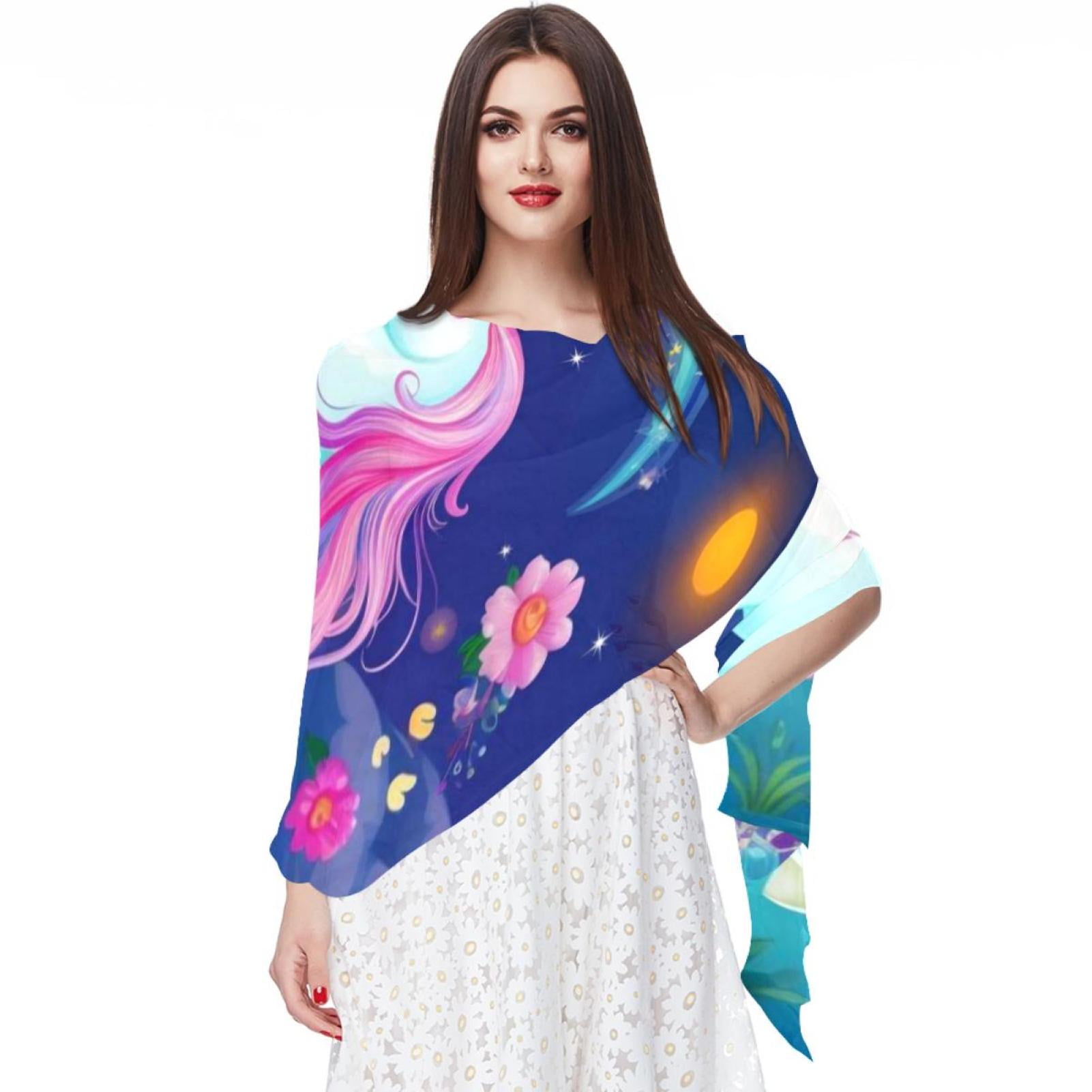 Robot Unicorn Attack Beautiful Translucent Chiffon Yarn Hair Scarf 180* ...