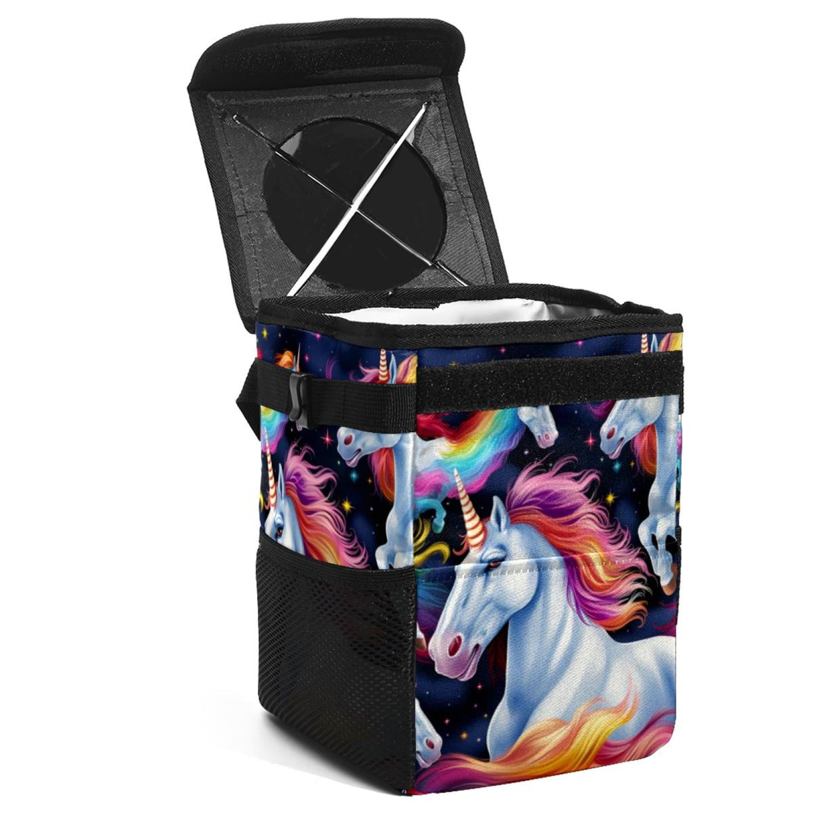 Robot Unicorn Attack Foldable Car Trash Can Mini Trash Can with Lid Leak-Proof Hanging Storage ...