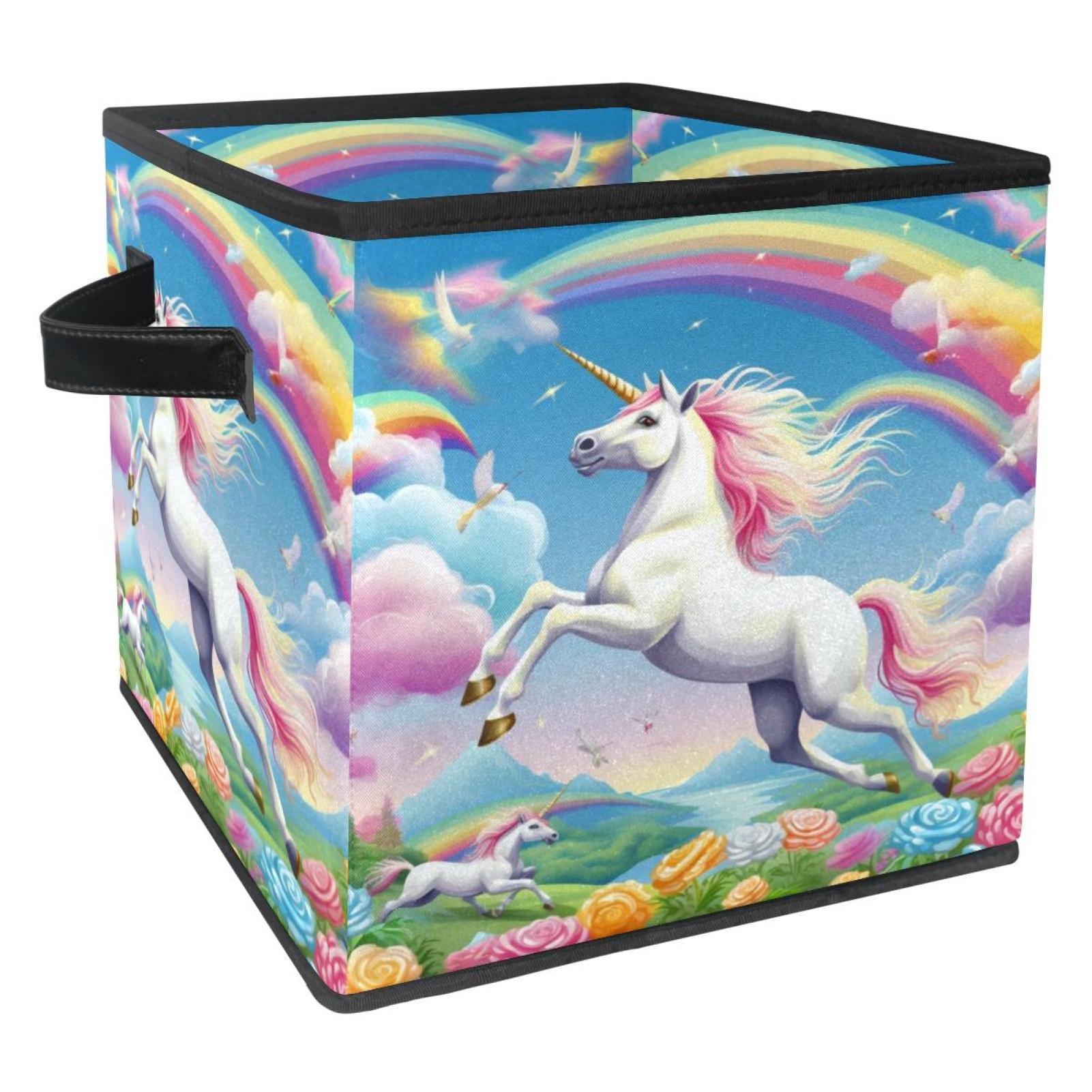 Robot Unicorn Attack Foldable Storage Basket with Handle, 10.8"x10.5 ...