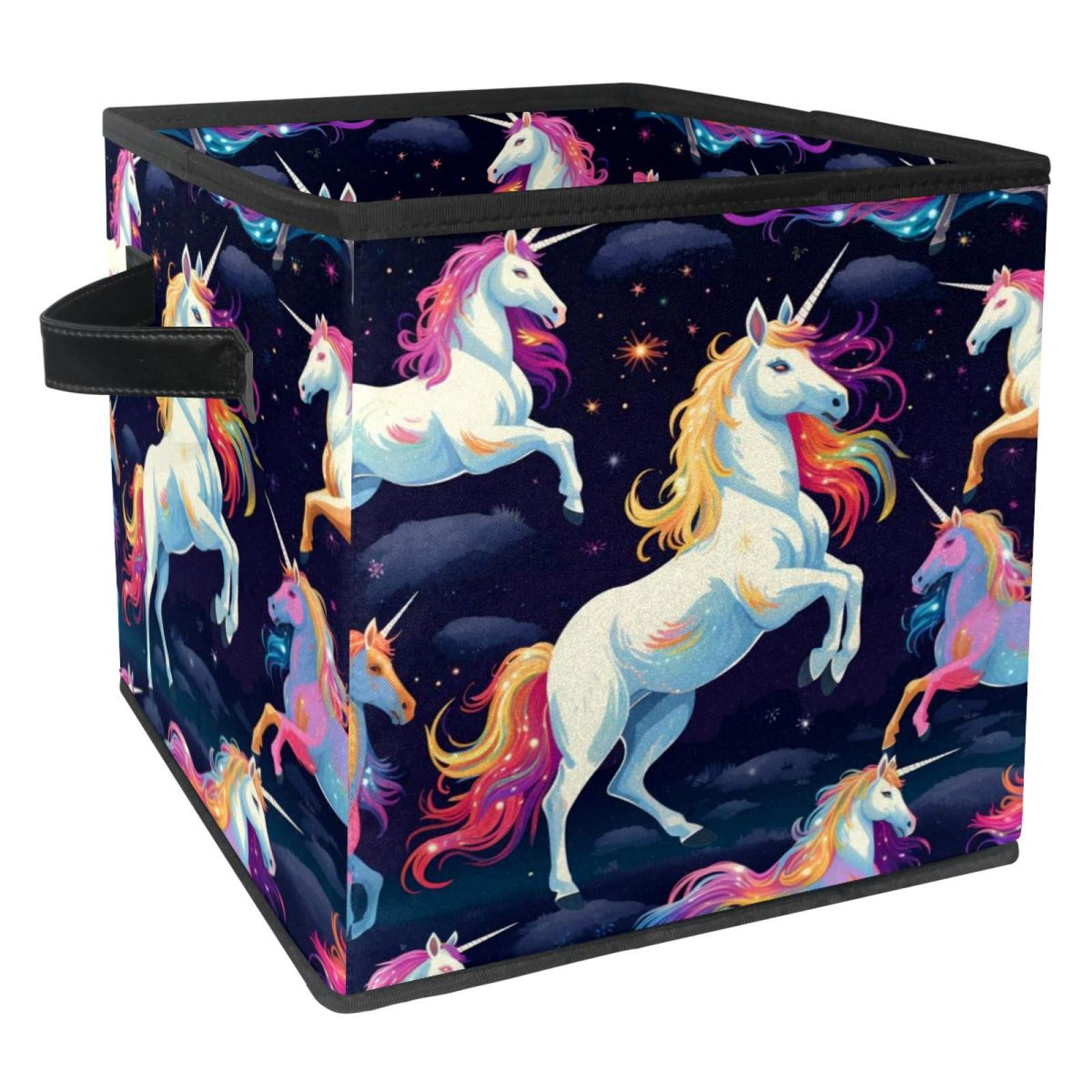 Robot Unicorn Attack Foldable Storage Box with Handle, 10.8"x10.5"x10.6 ...