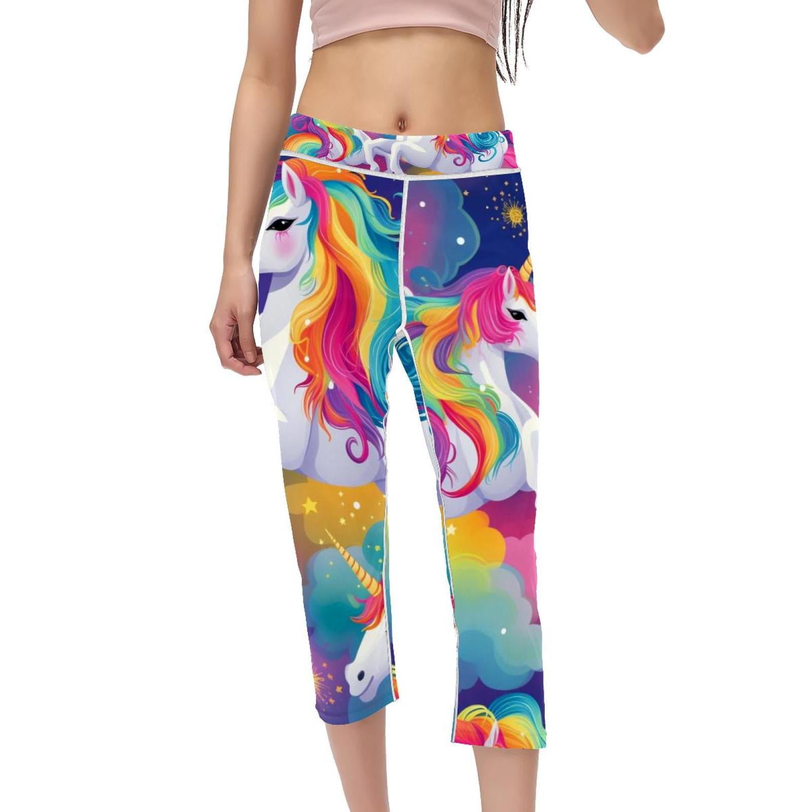 Robot Unicorn Attack High Waist Capris Compression Leggings for Women ...