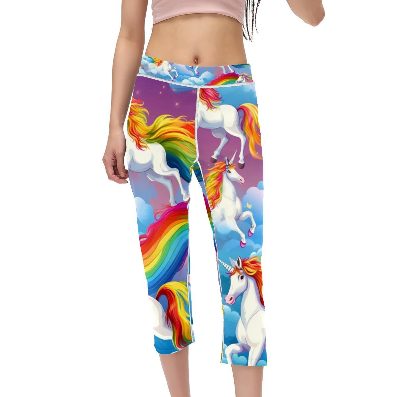 Robot Unicorn Attack Women High Waist Capris Yoga Pants Not See-through ...