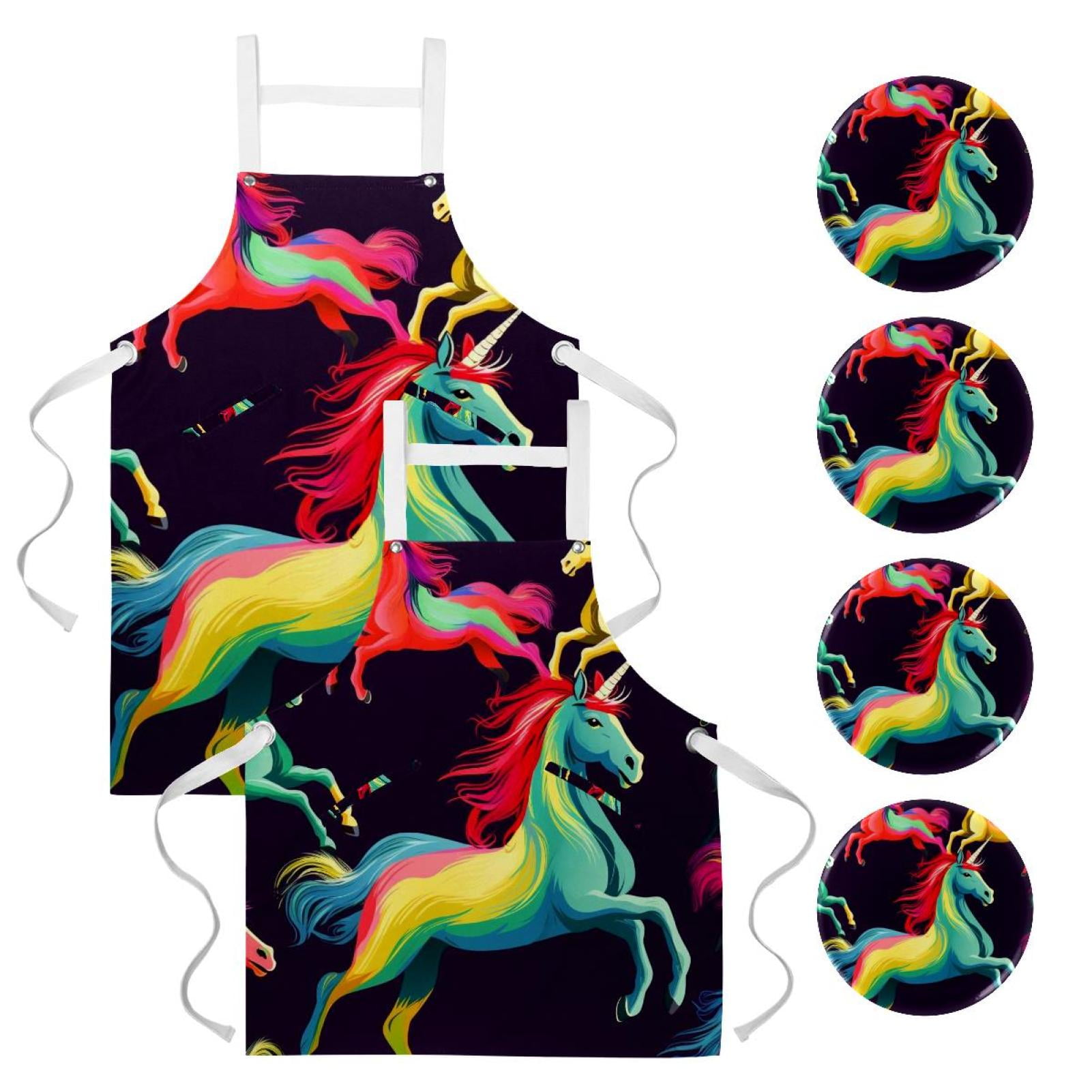 Robot Unicorn Attack Women's Apron Button Set 2 Pack with Waterproof ...