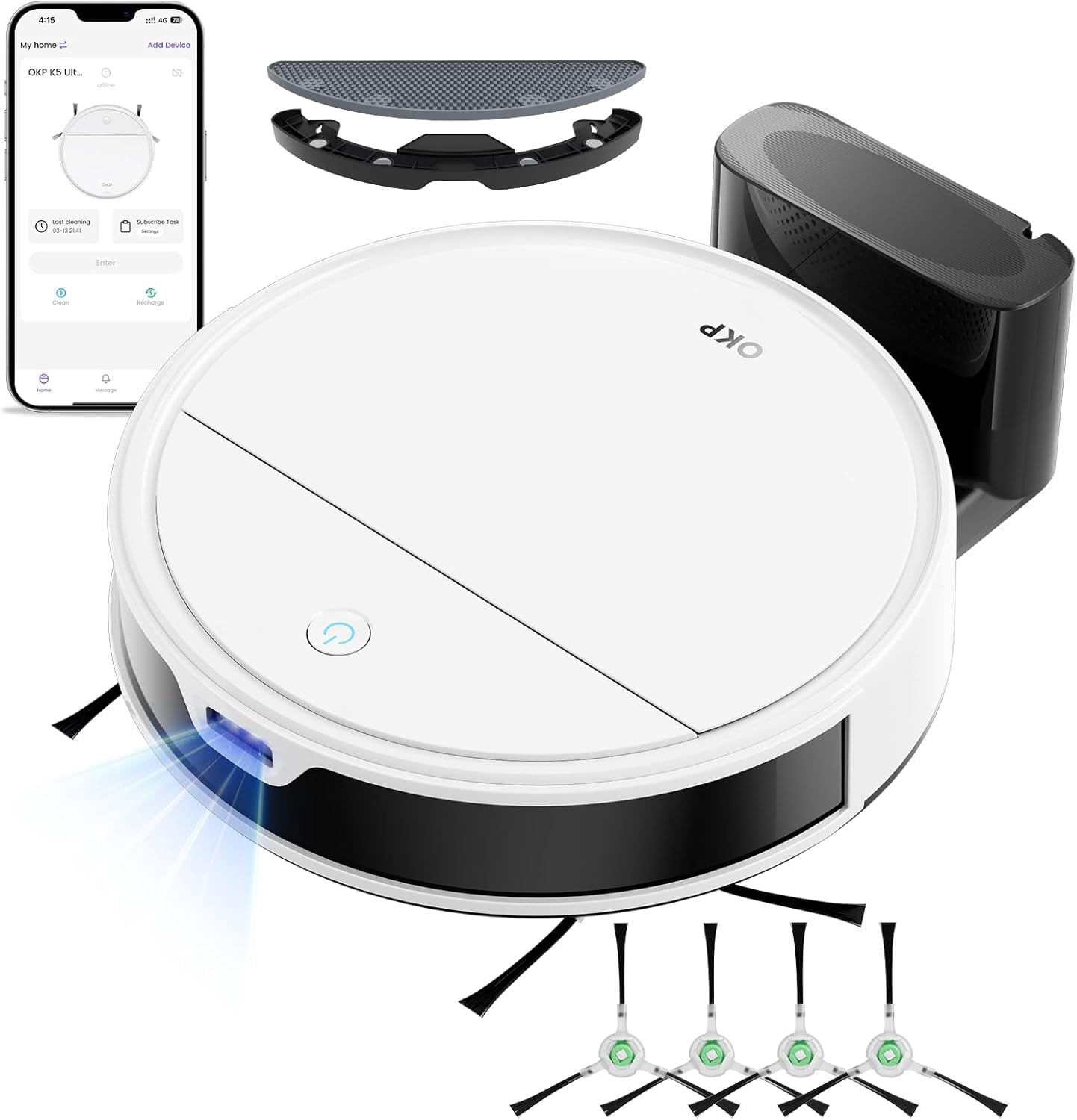 Robot Vacuum K5 Ultra Small Robotic Cleaner,ToF LiDAR Navigation ...