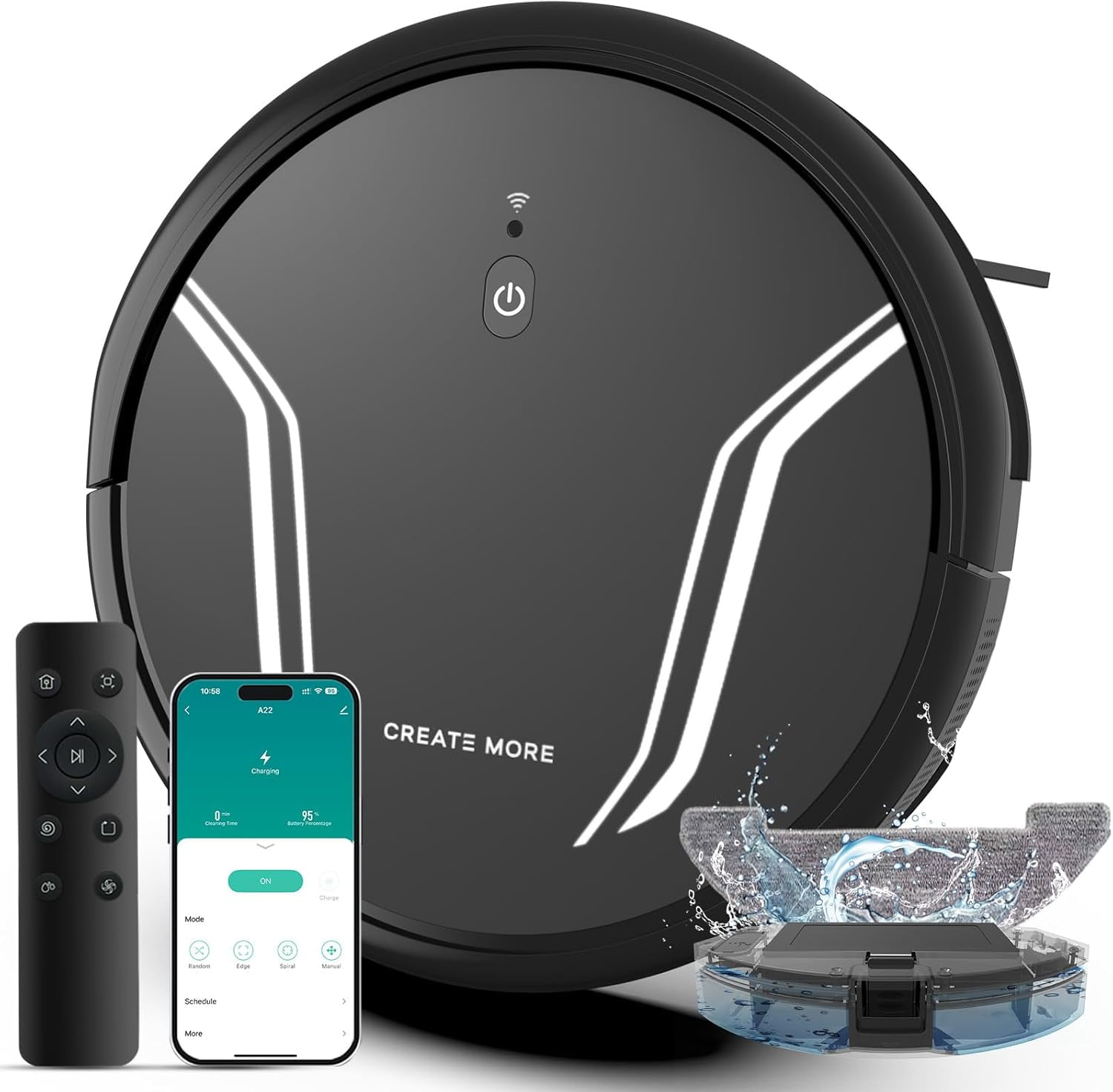 Robot Vacuum and Mop, 3-in-1 Mopping Cleaner with 5000Pa Suction, App ...