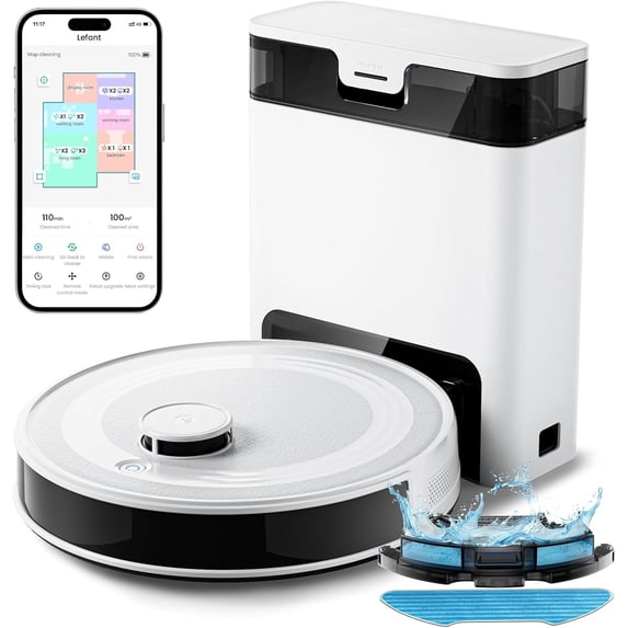 Robot Vacuum and Mop Combo, 8 Weeks Self-Emptying with Dual Dustbin ...