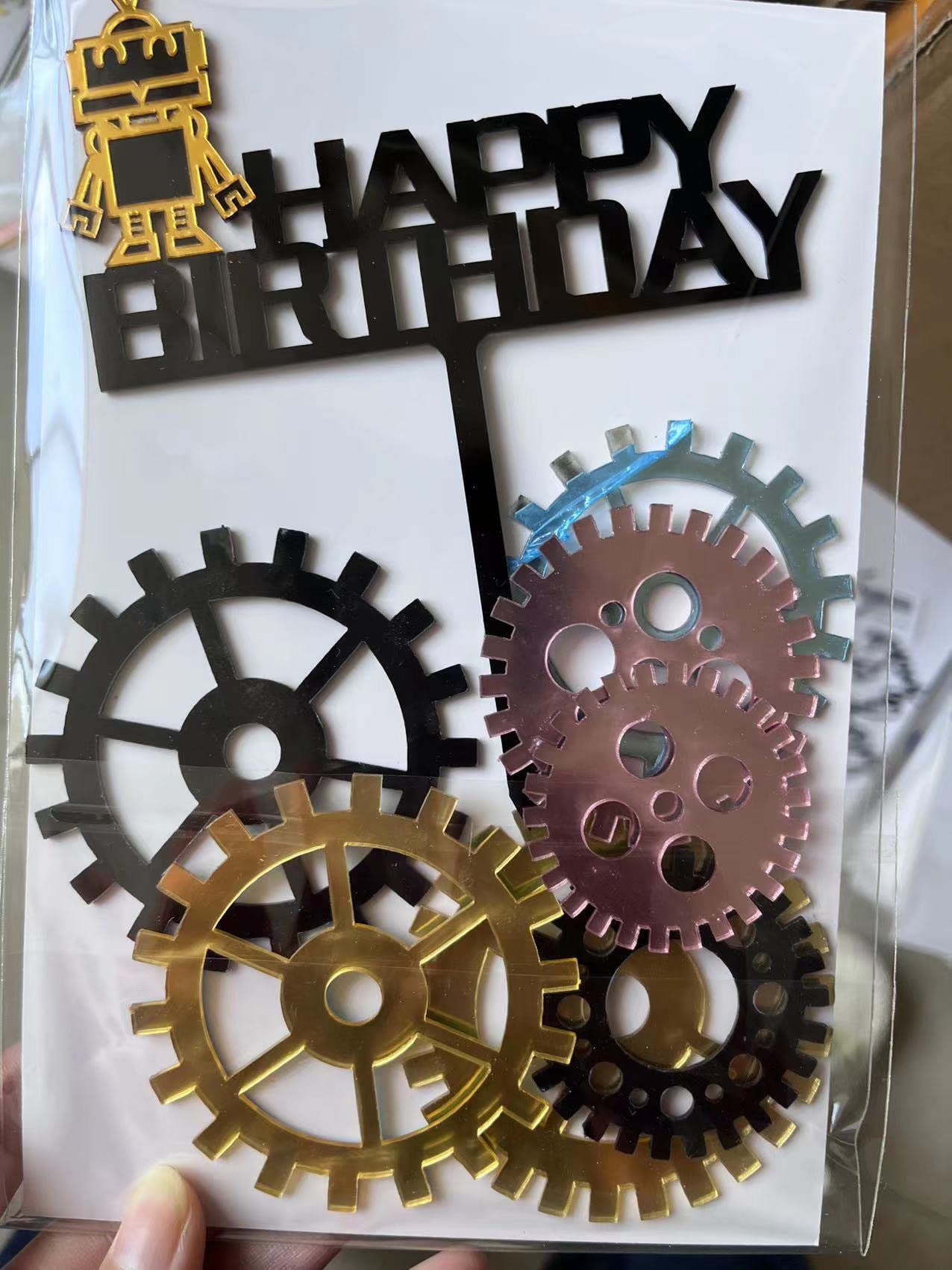 Robot theme Cake Topper, machine gears ITL1 Cake Topper Party The ...