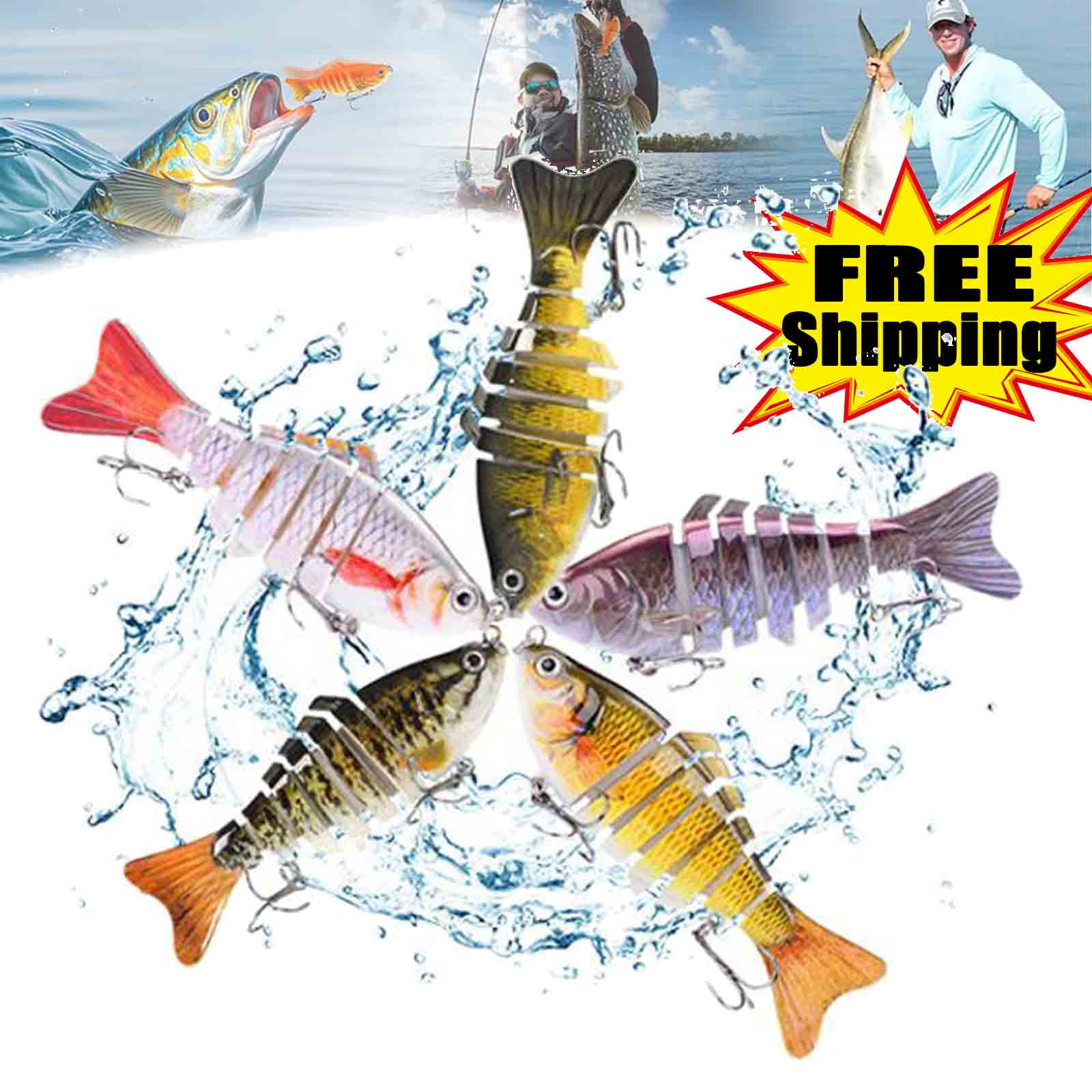 Robotic Fishing Lure, 5pc Robotic Fishing Lure Kits, 3D Swimming Bait ...