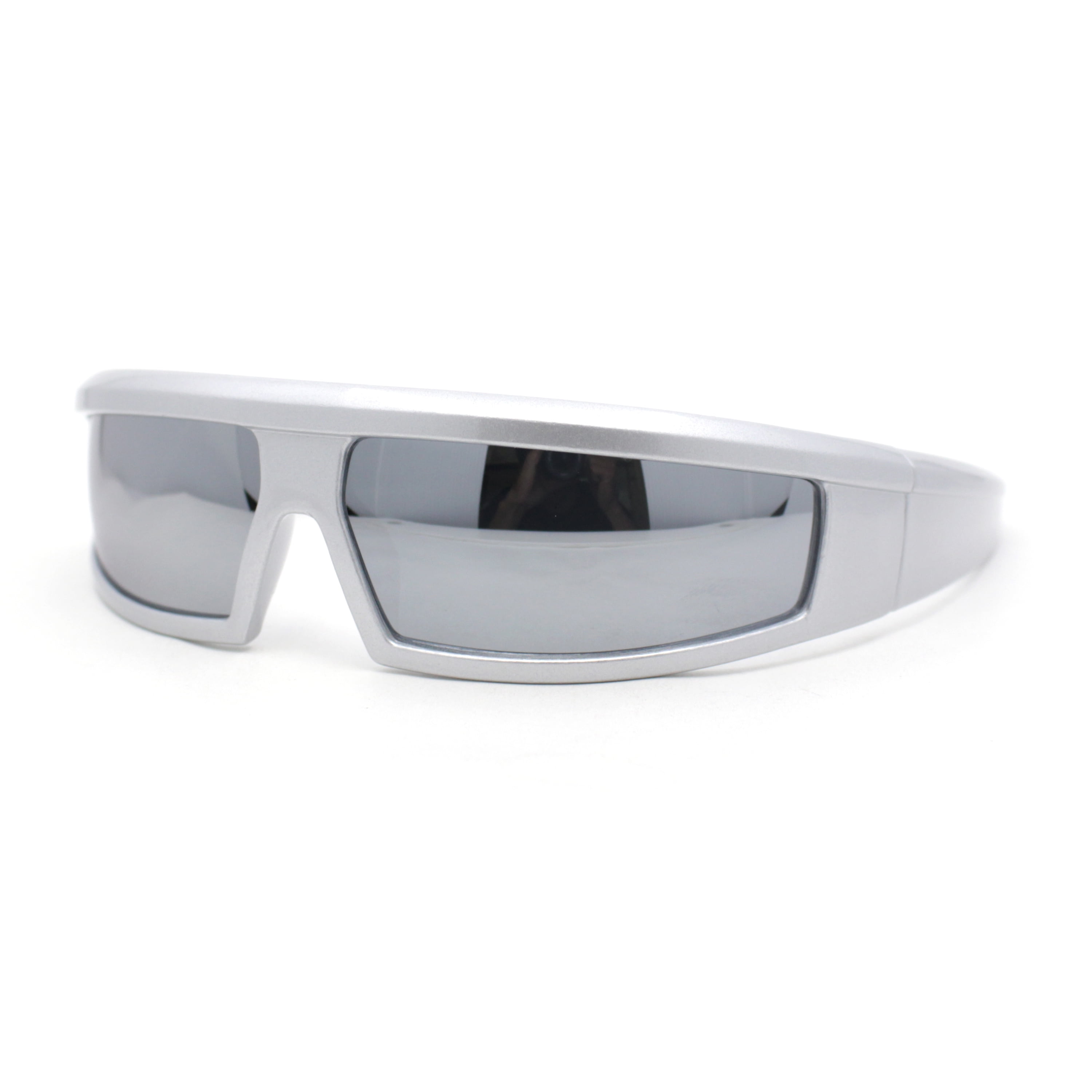 Robotic Futurism Streamline Wrap Arm Rectangular Plastic Sunglasses ...