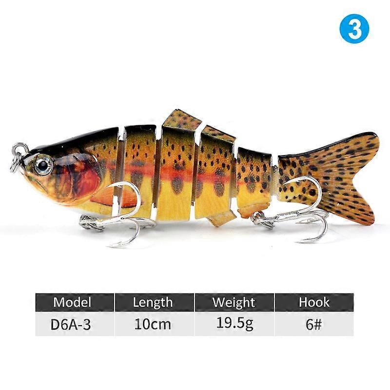 Robotic Swimming Lure 10cm Multi-section Fishing Lure with 6 Hooks Life ...