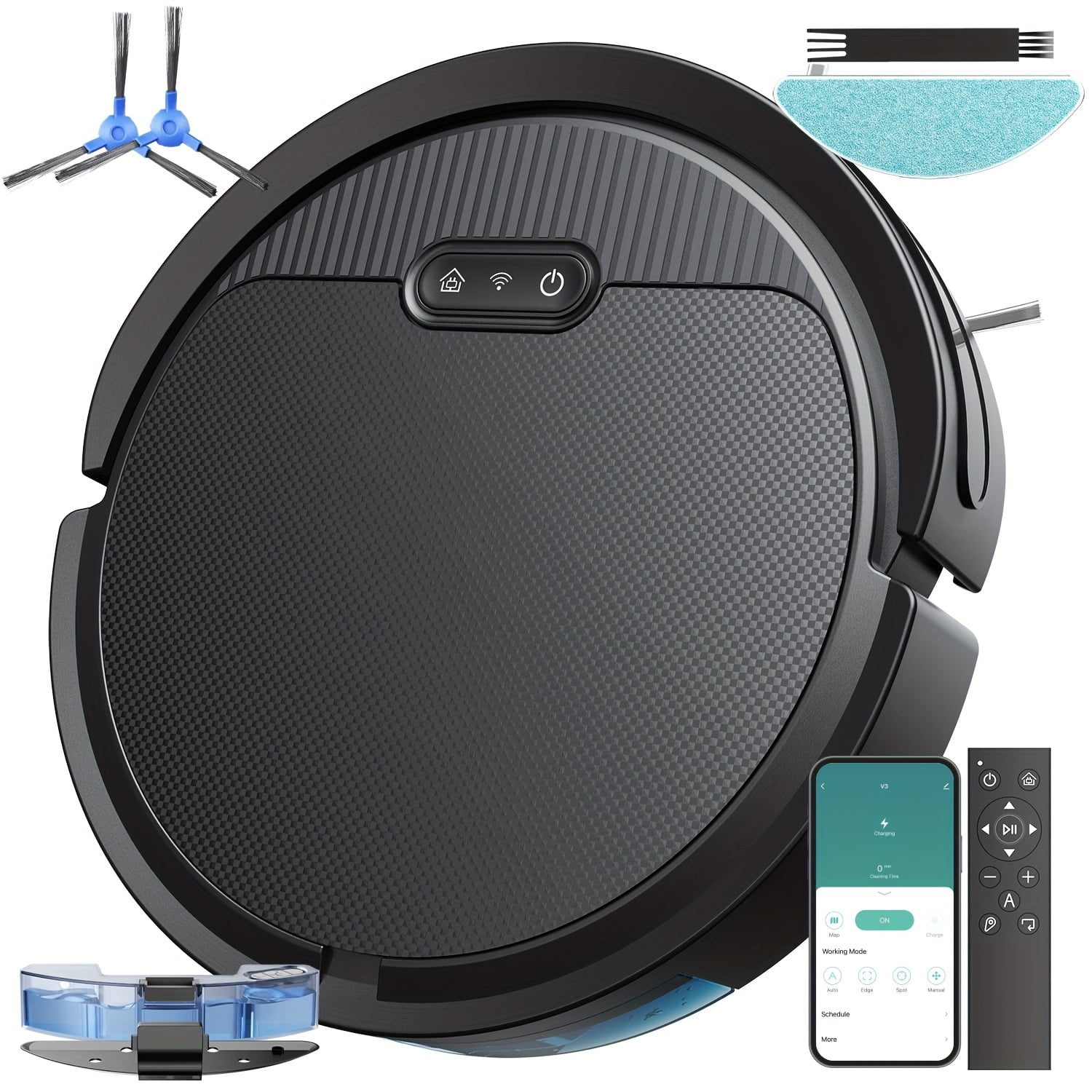 Robotic Vacuum & Mop Combo with Station, 5000Pa Max Suction, App/Voice ...