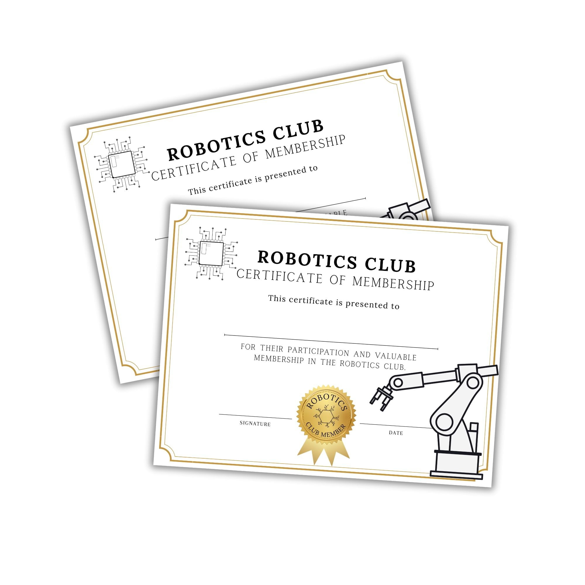Robotics Club Membership Certificate 30pk 8.5x11 High School Team ...