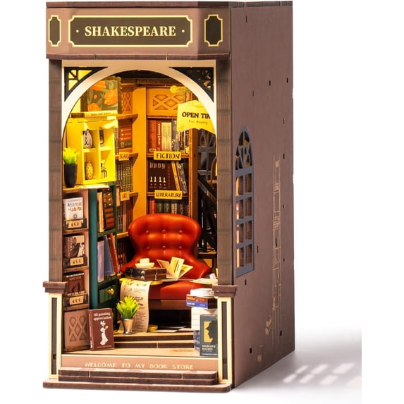Robotime Book Nook Kit, DIY Shakespeare Library Booknook, 3D Wooden ...