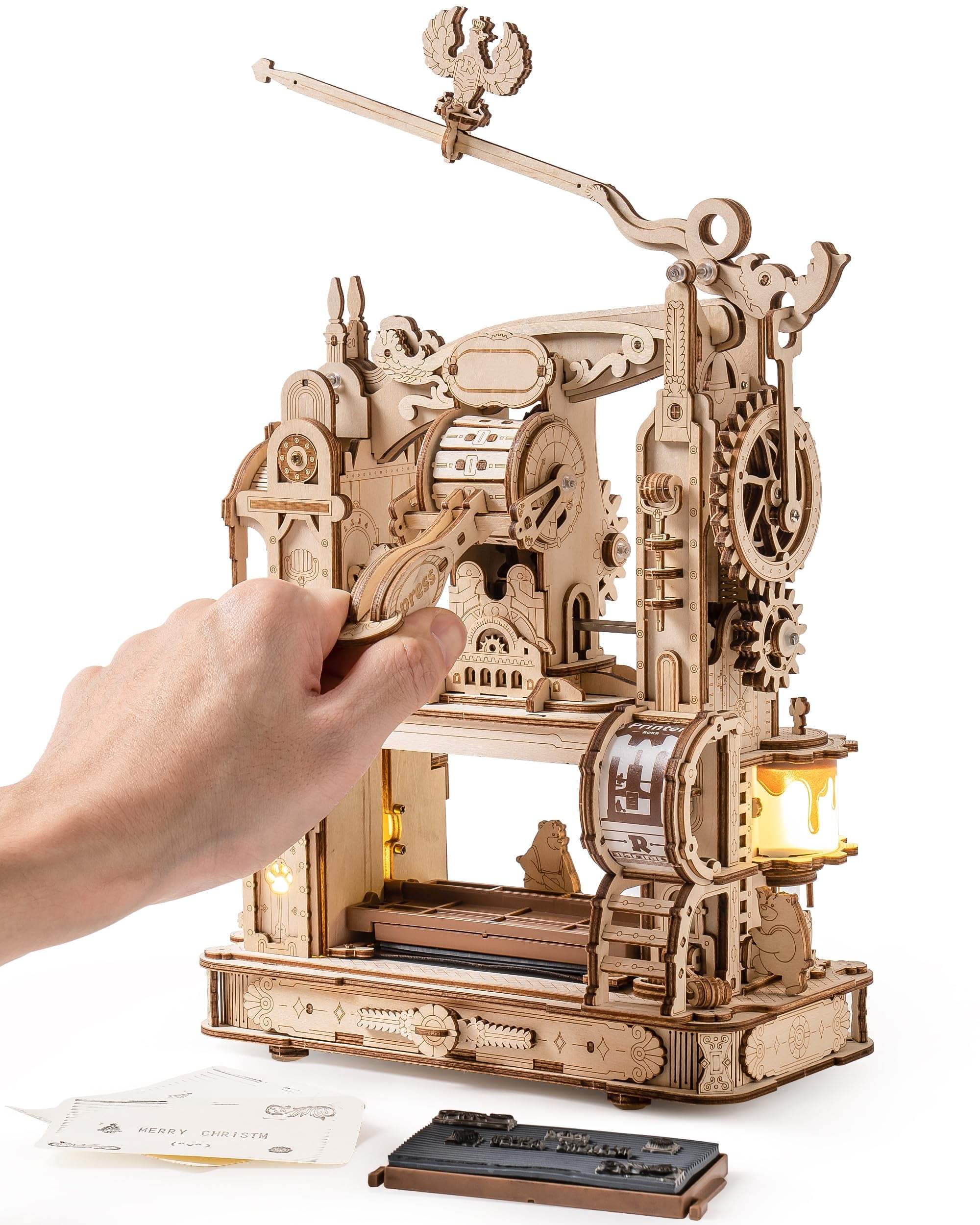 Robotime DIY Classic Printing Press Kit - Vintage Style 3D Wooden ...