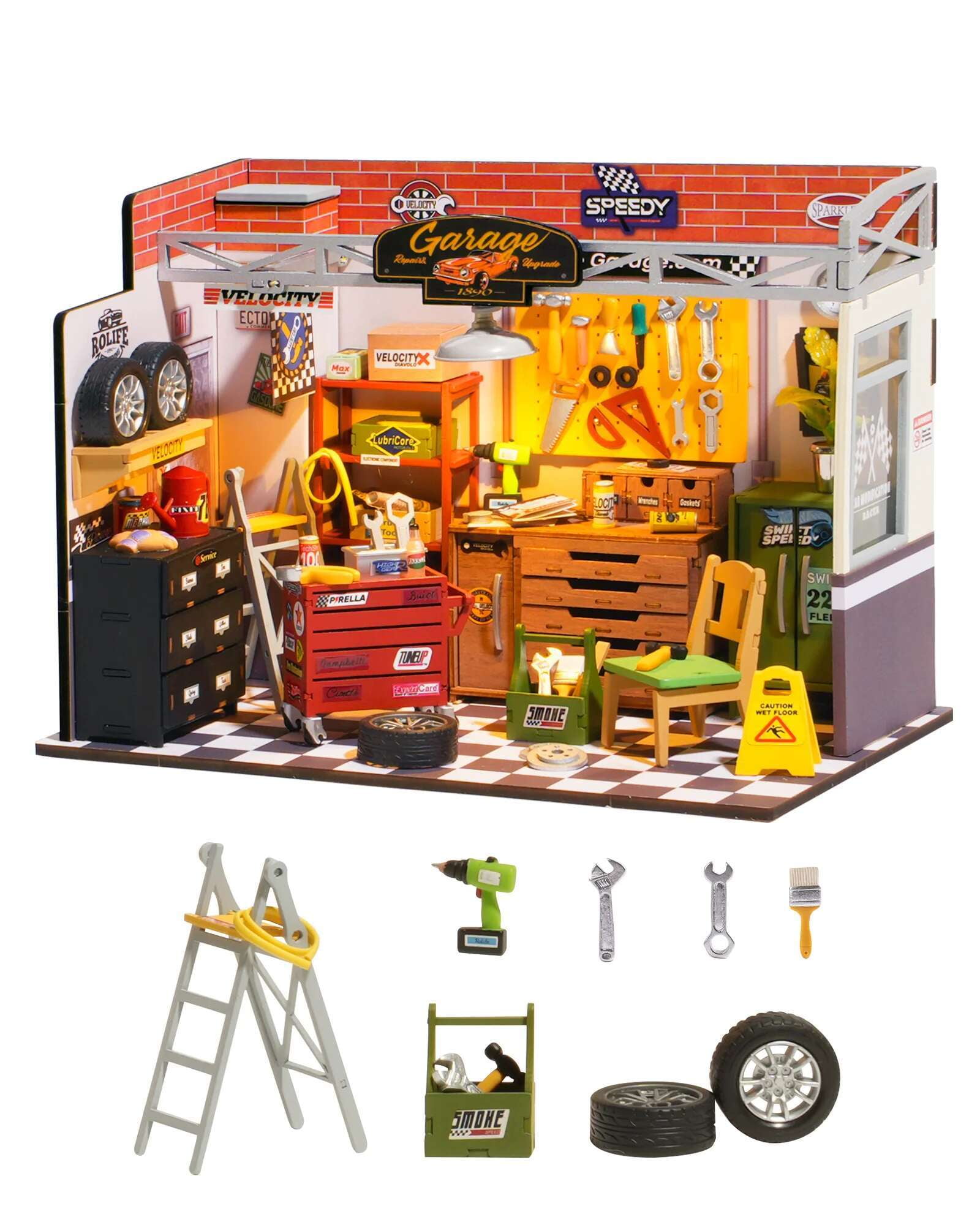 Robotime DIY Miniature Mini Dollhouse Garage Workshop Tiny House Making ...