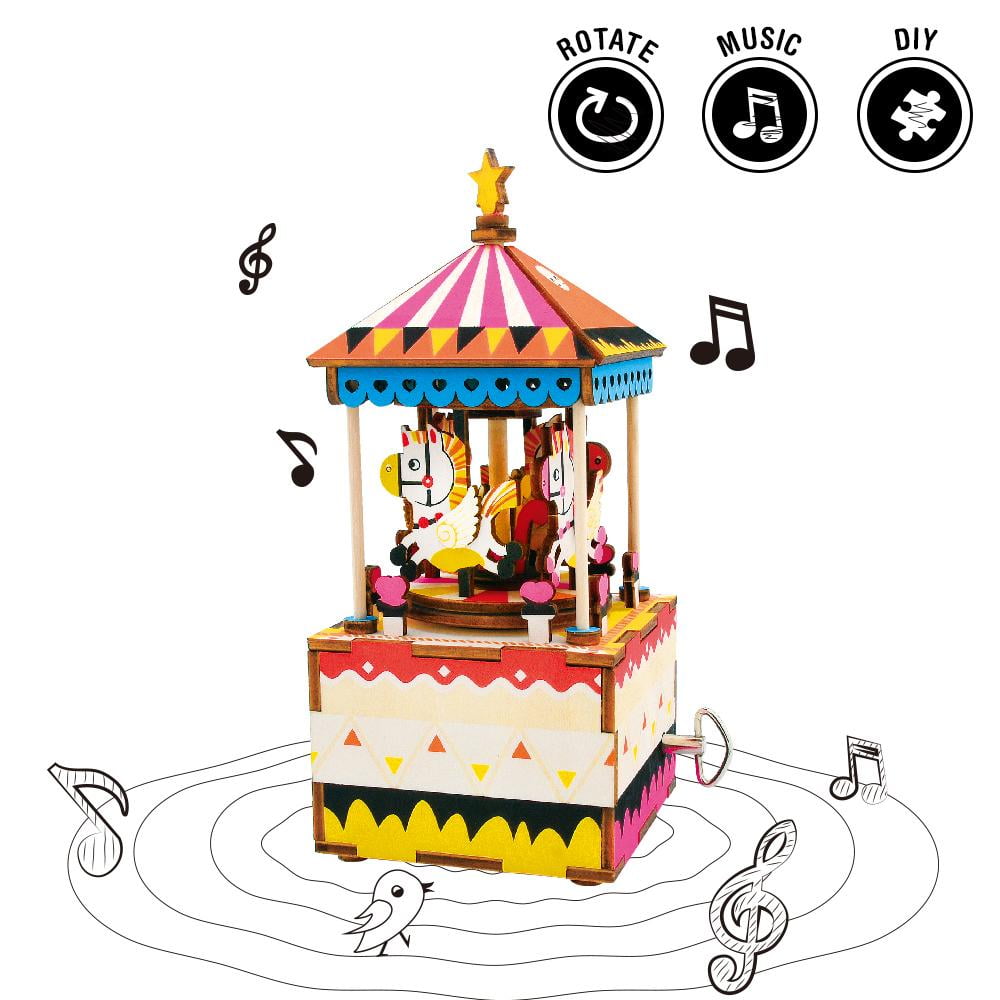 Robotime DIY Music Box-Merry Go Round - Walmart.com