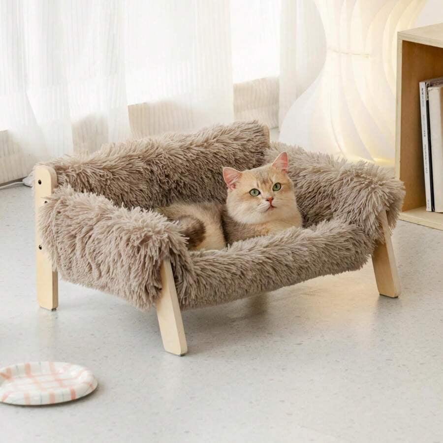 Robotime Mewoofun Cat Couch Bed Large Cat Bed Sturdy Wooden Leg Raised Cat Sofa Bed Kitten Bed ...